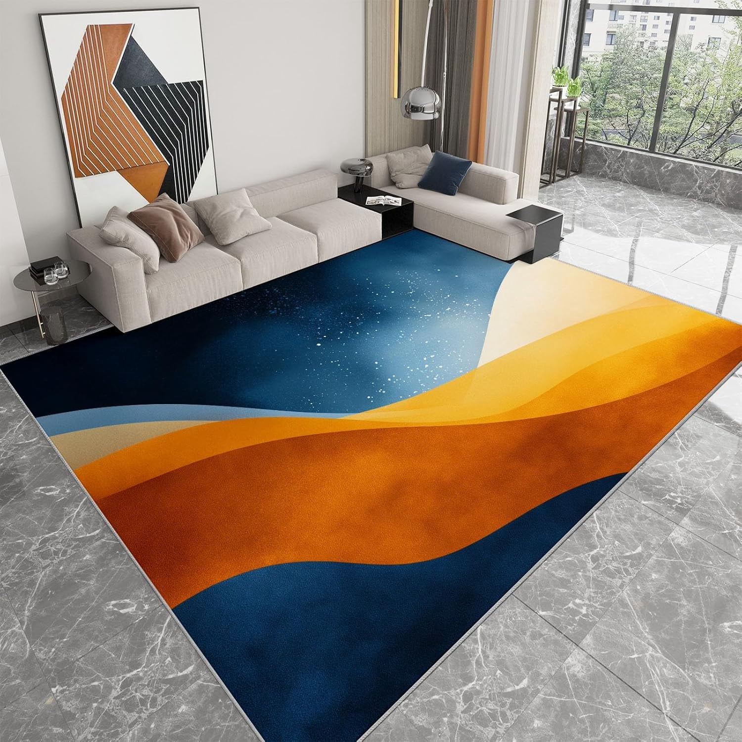 Dream Wave Area Rugs, Abstract Waves Dots Carpet, Washable Non Slip Low ...