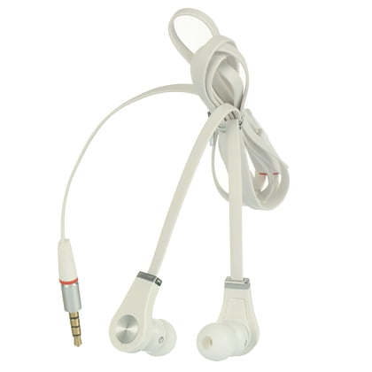 Dream Wireless Tangle Free Flat Wire 3.5mm Earphones with Mic- White ...