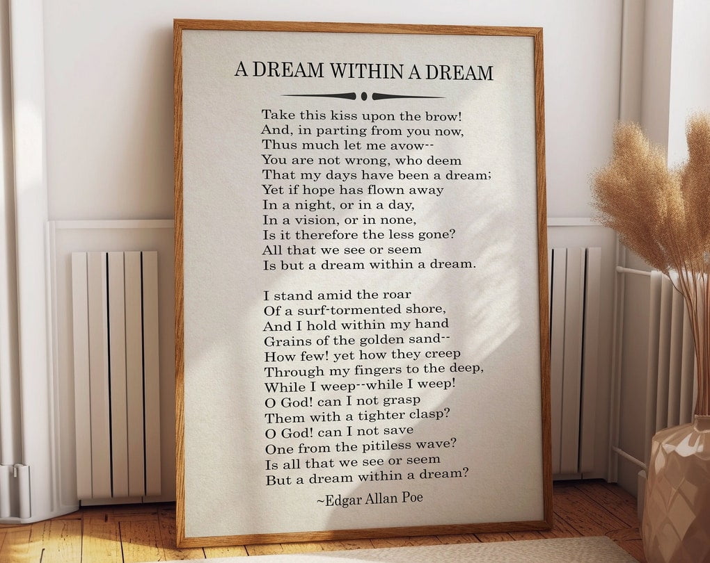 A Dream Within A Dream By Edgar Allen Poe Poetry Wall Art Poem Print ...