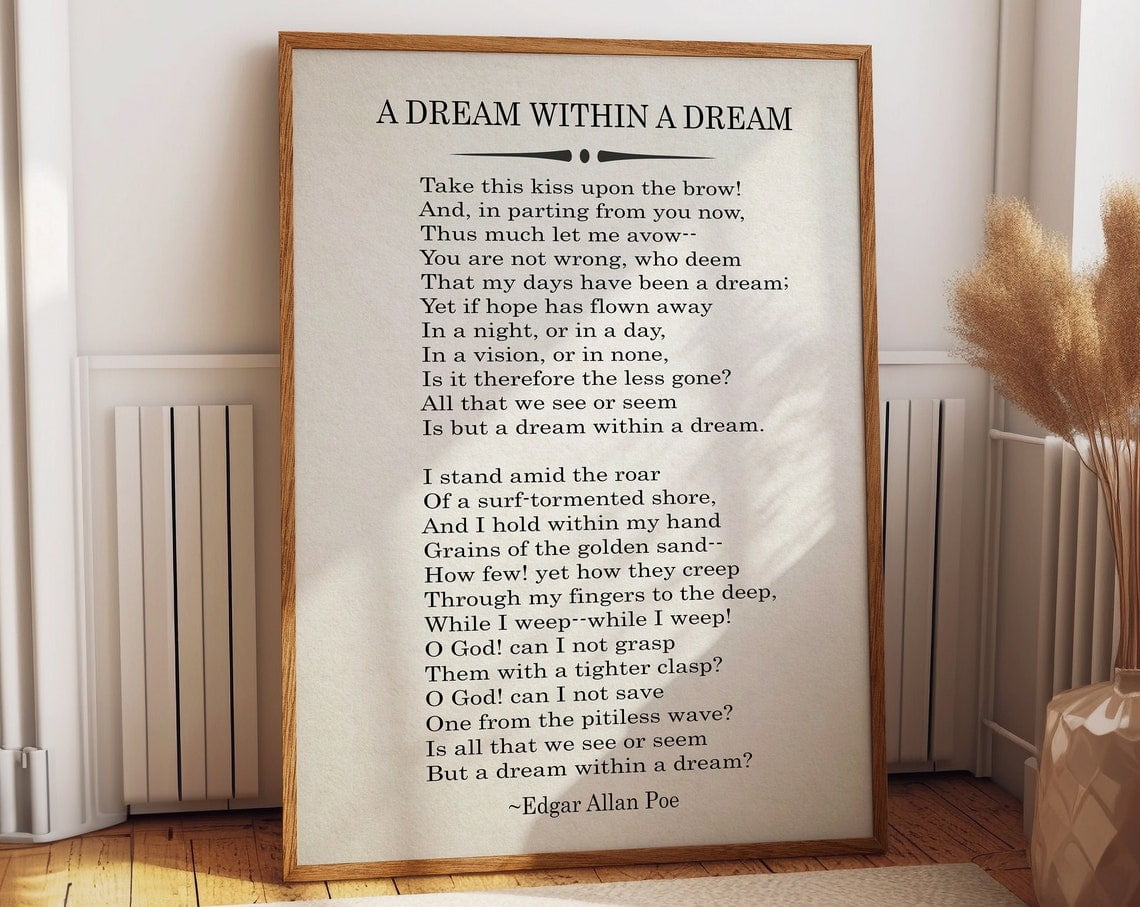 A Dream Within A Dream By Edgar Allen Poe Poetry Wall Art Poem Print ...