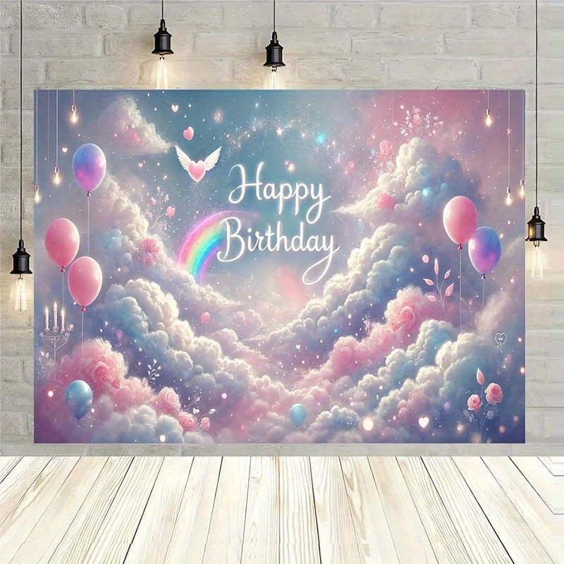 Dream cloud Happy Birthday background Backdrop wall hanging fabric ...