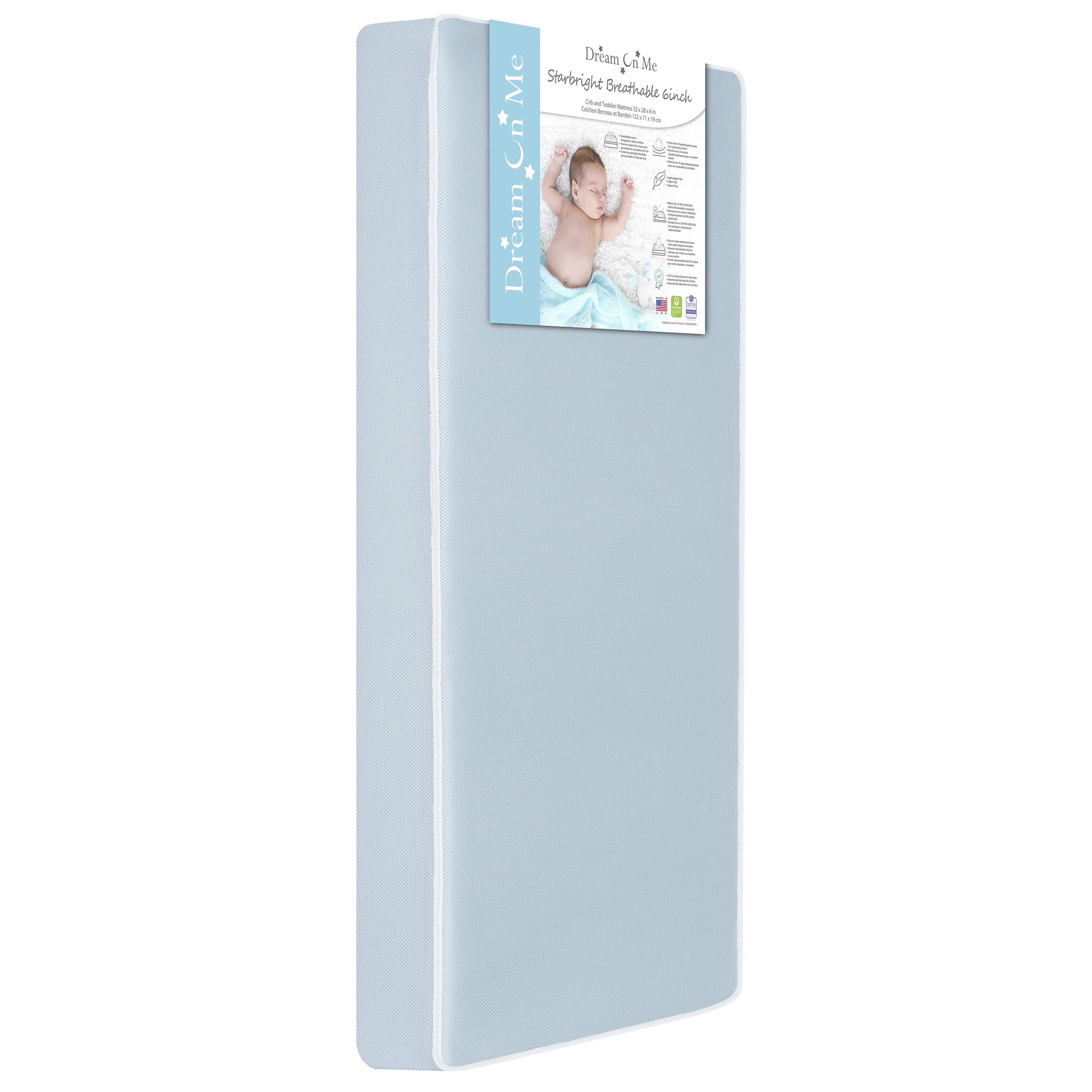 Dream on Me Starbright Breathable Foam Crib & Toddler Mattress In Blue ...