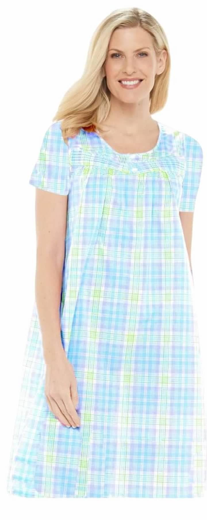 Dream8teen Women's 1/4 Snap Front Closure House Dress Short Sleeve ...