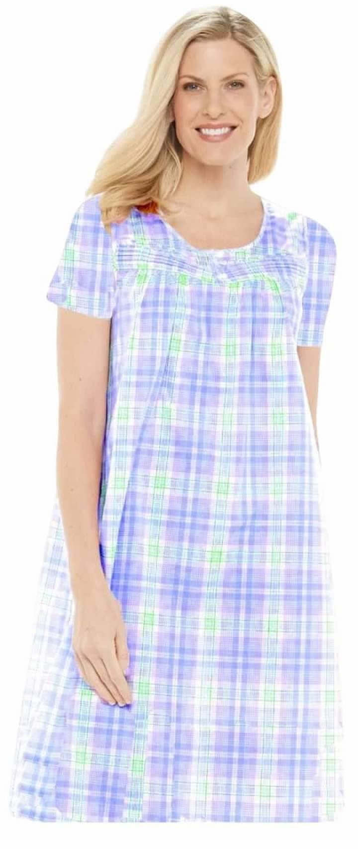 Dream8teen Women's 1/4 Snap Front Closure House Dress Short Sleeve ...