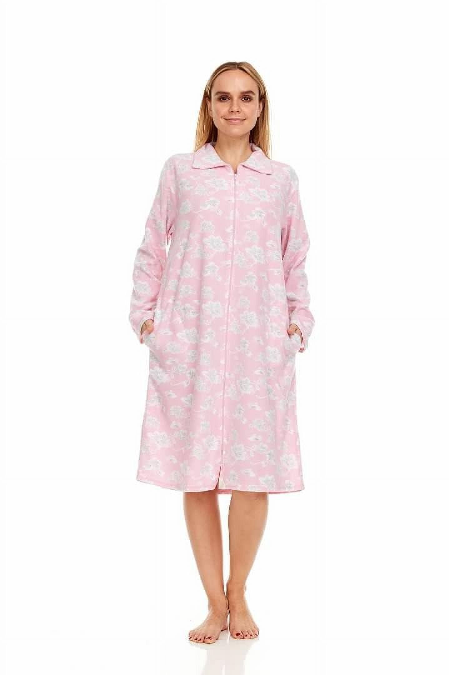 Dream8teen Women's Printed Micro Fleece Zip Up Long Sleeve Sleepwear ...