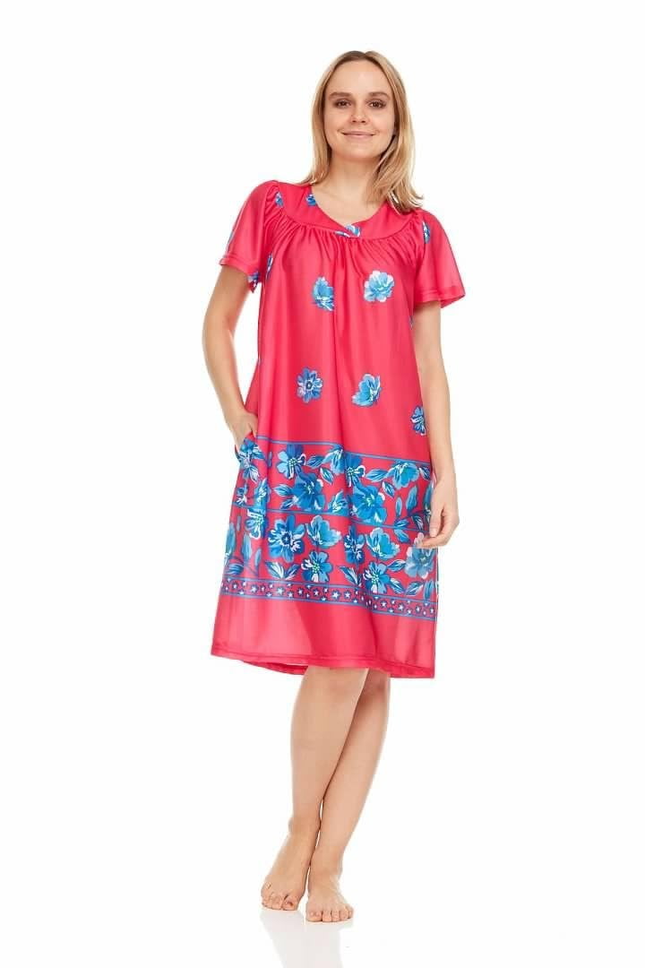 Dream8teen Women's Short Sleeve Muumuu Lounger Dress 9004 Fuchsia ...