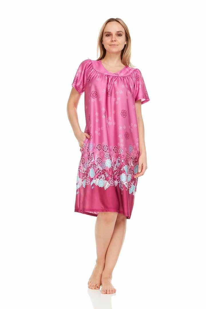 Dream8teen Women's Short Sleeve Muumuu Lounger Dress 9004 Mauve Flower ...