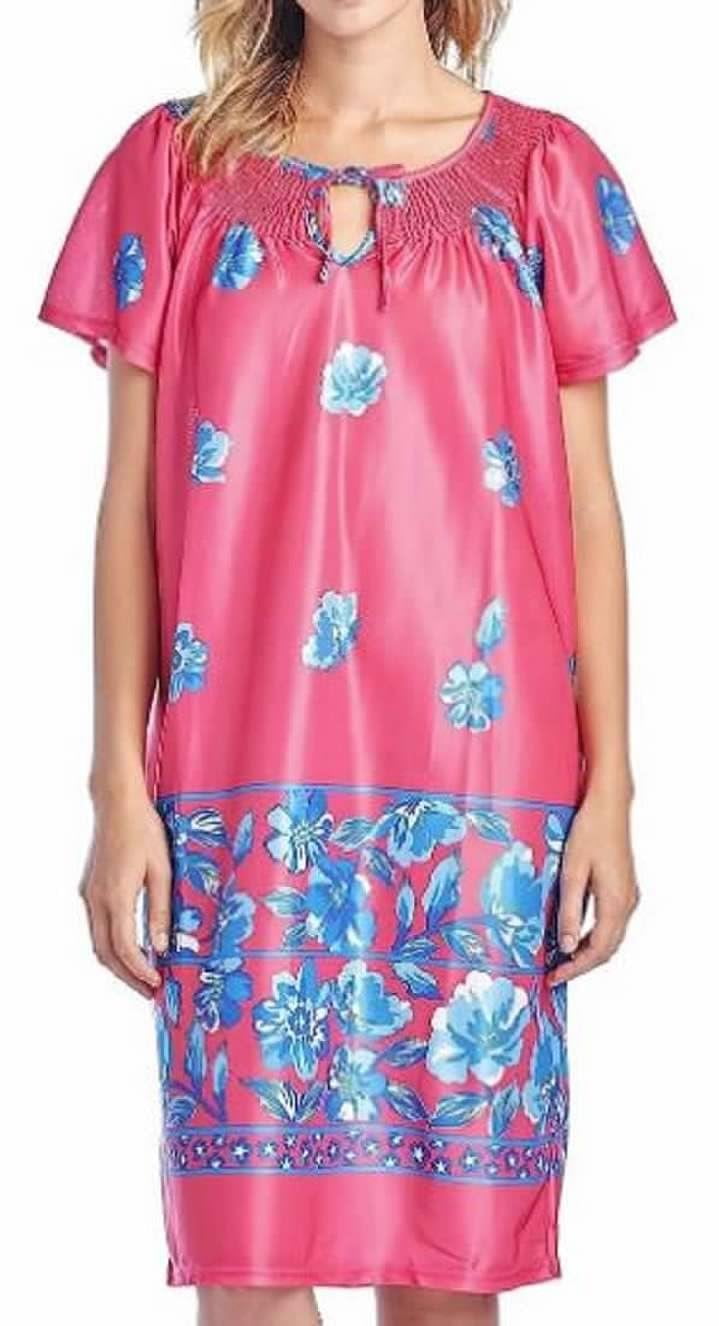 Dream8teen Women's Short Sleeve Muumuu Lounger Smocked Dress 7000 ...