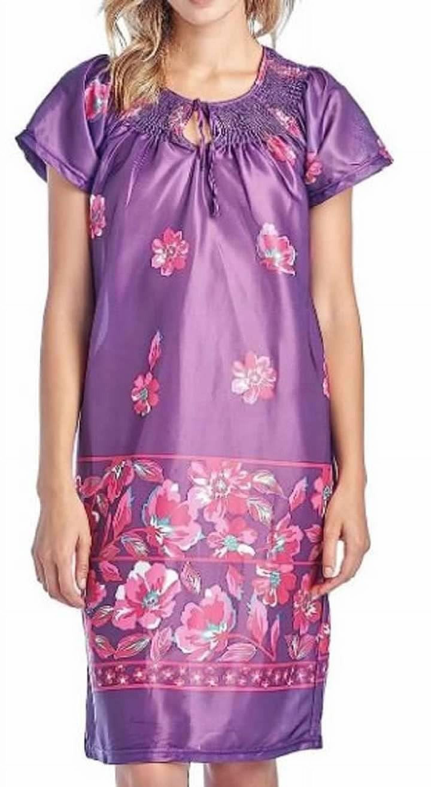 Dream8teen Women's Short Sleeve Muumuu Lounger Smocked Dress 7000 ...