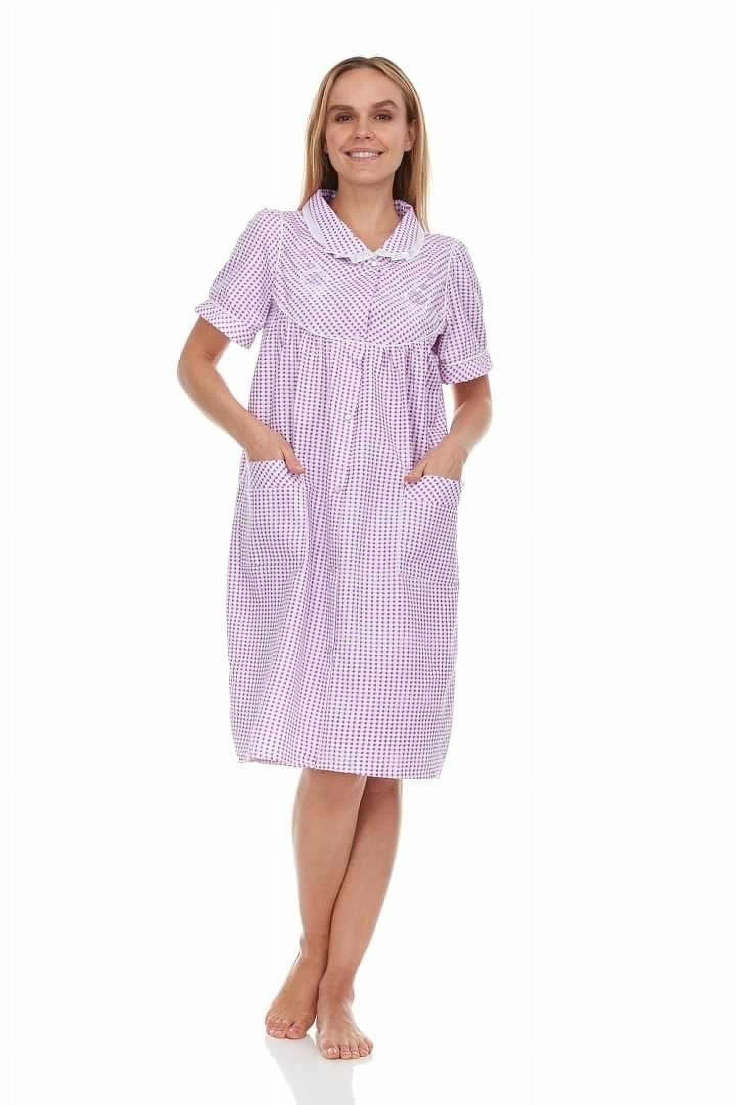 Dream8teen Women's Snaps Front Closure House Dress Sleeveless Woven Housecoat Duster Lounger ...