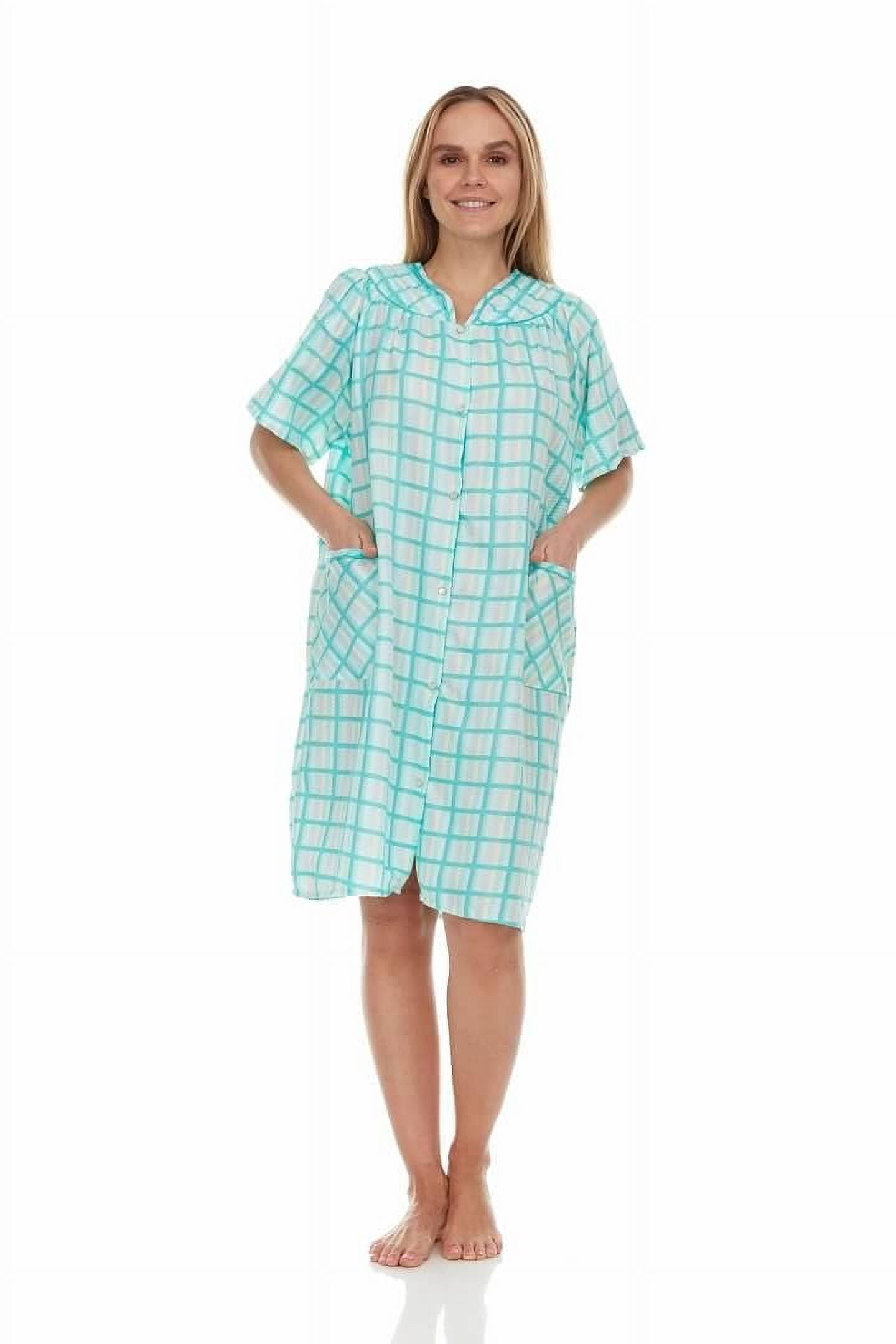 Dream8teen Women's Snaps Front Closure House Dress Sleeveless Woven ...