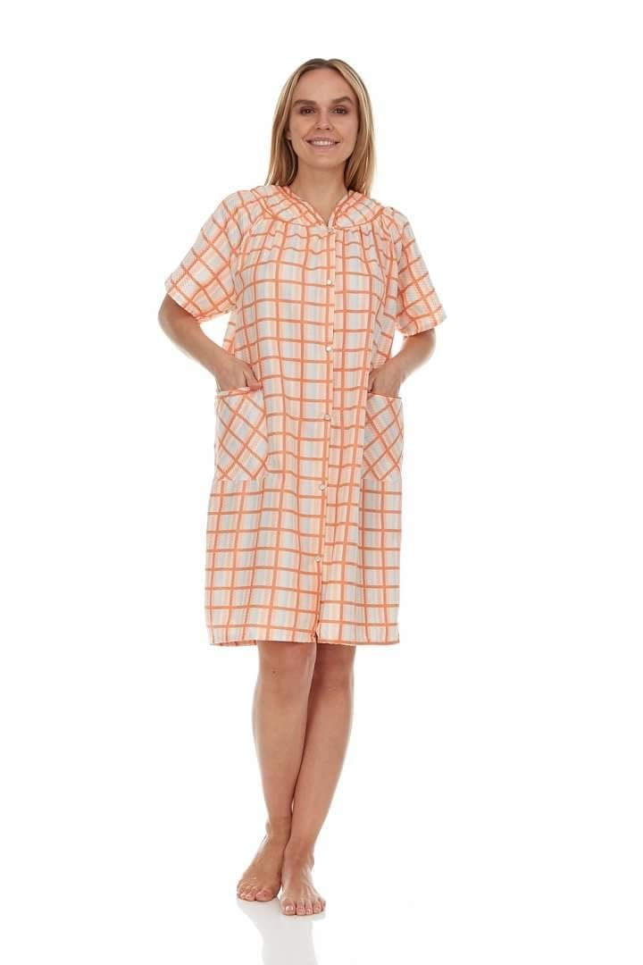 Dream8teen Women's Snaps Front Closure House Dress Sleeveless Woven ...