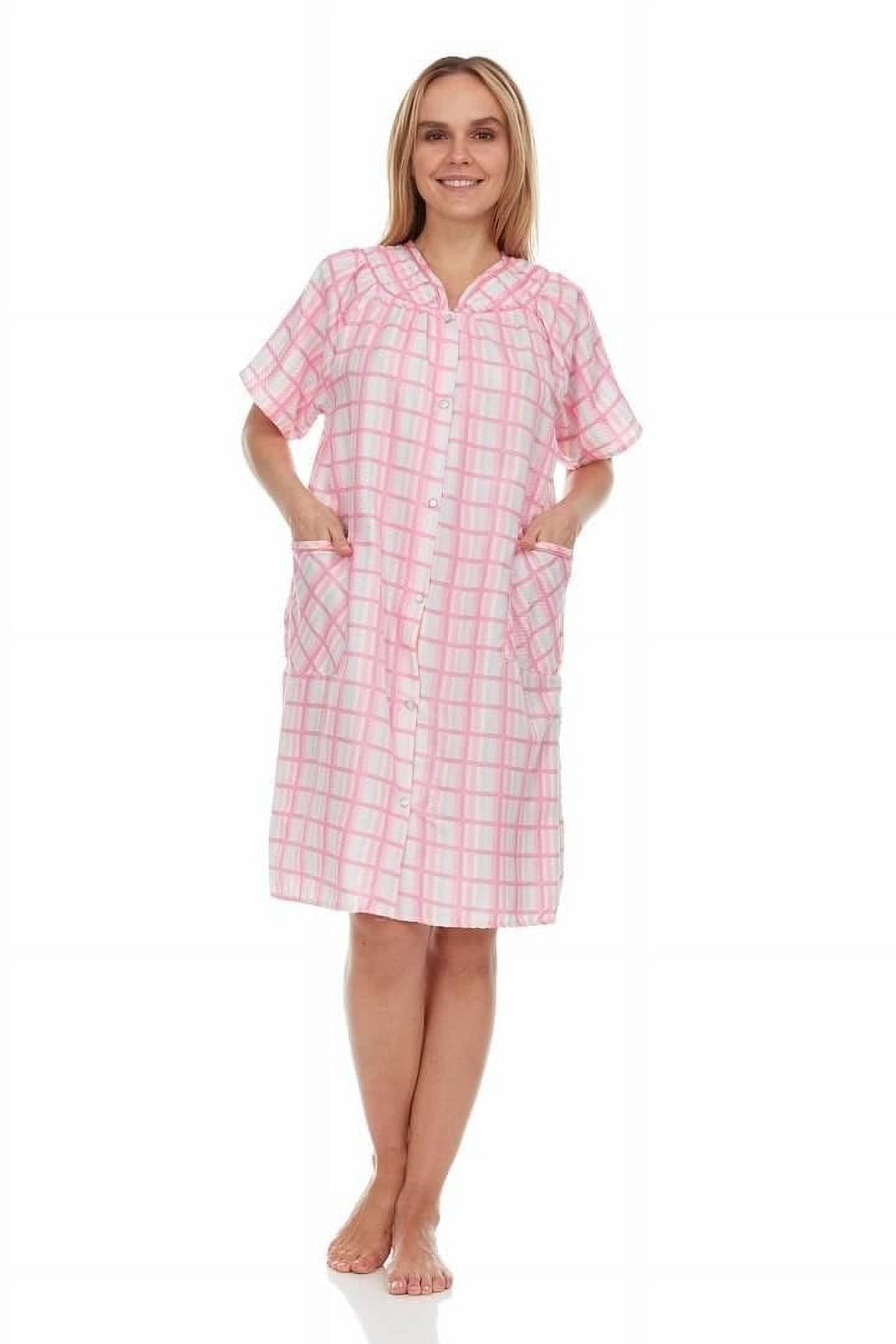 Dream8teen Women's Snaps Front Closure House Dress Sleeveless Woven ...