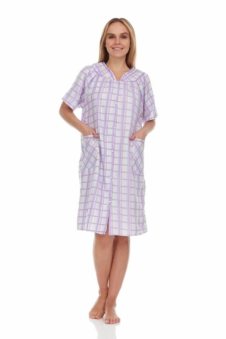 Dream8teen Women's Snaps Front Closure House Dress Sleeveless Woven ...