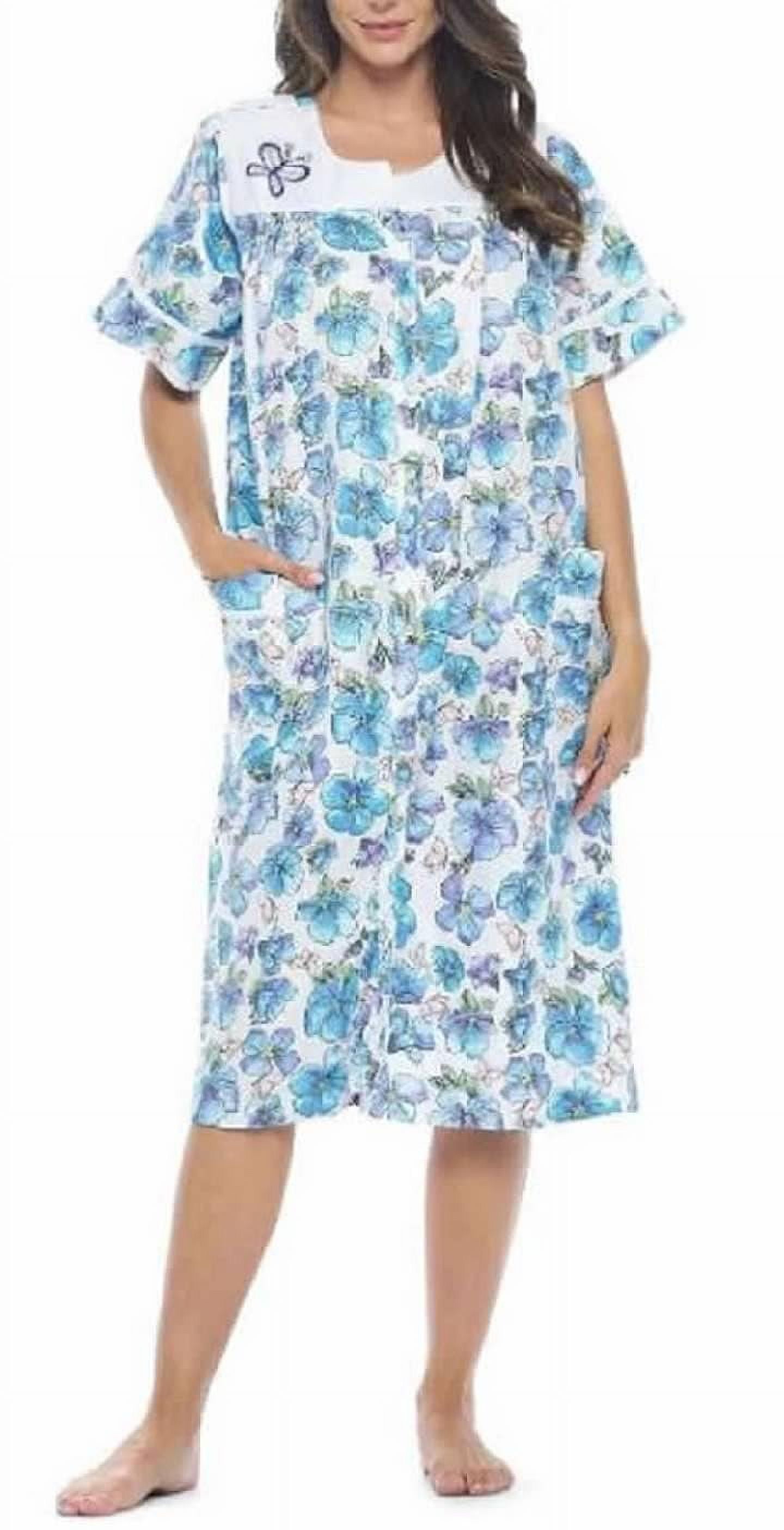 Dream8teen Women's Snaps Front Closure House Dress Sleeveless Woven ...