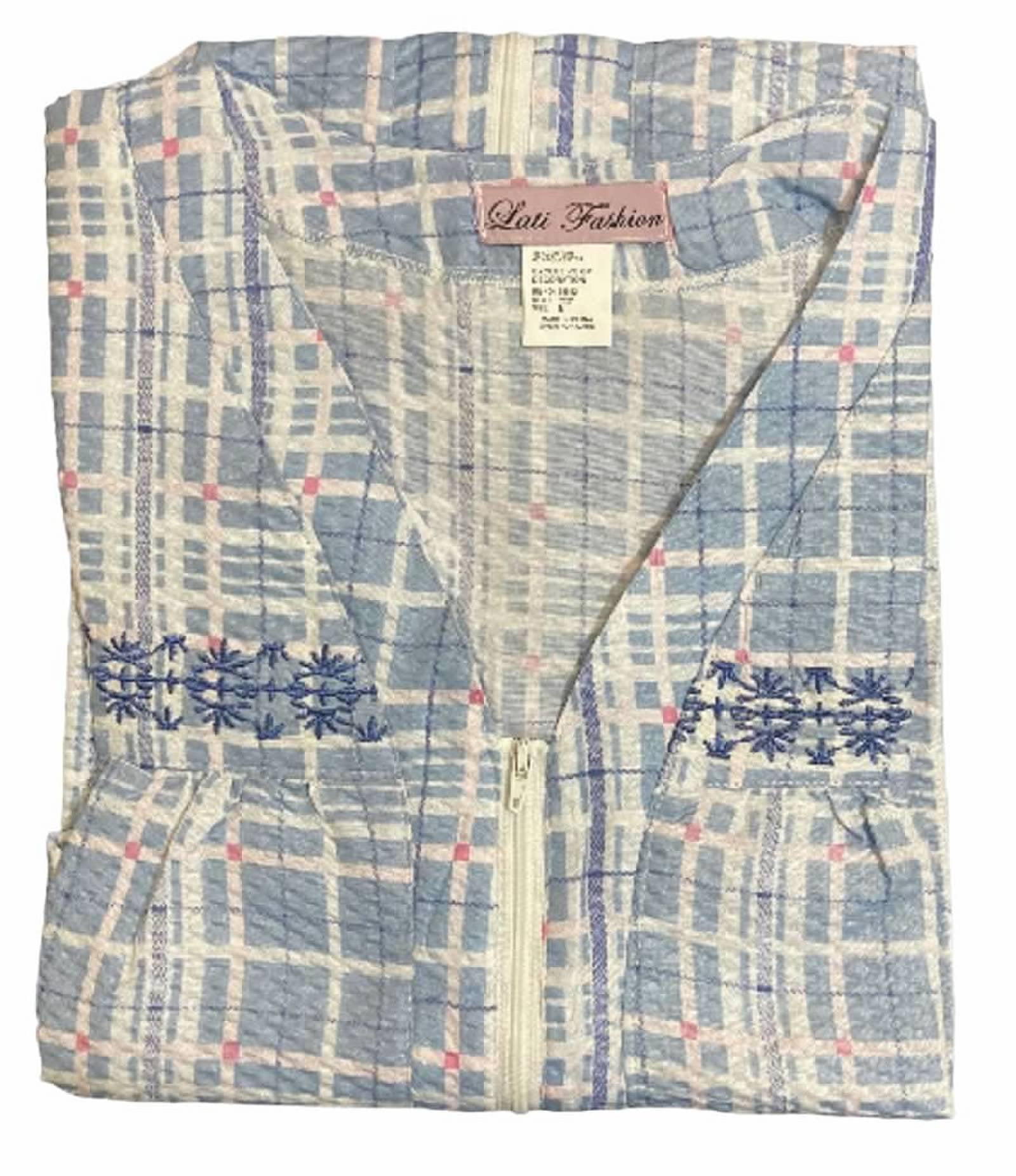 Dream8teen Women's Zipper Front Closure House Dress Short Sleeve Woven ...