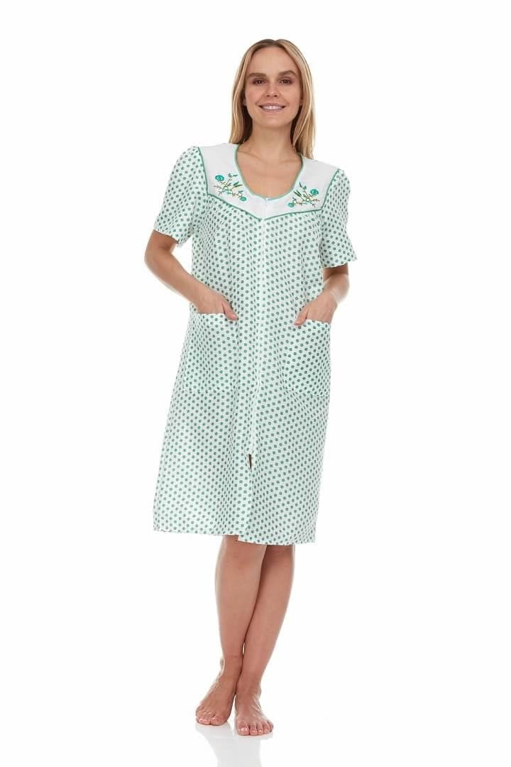 Dream8teen Women's Zipper Front Closure House Dress Sleeveless Woven ...