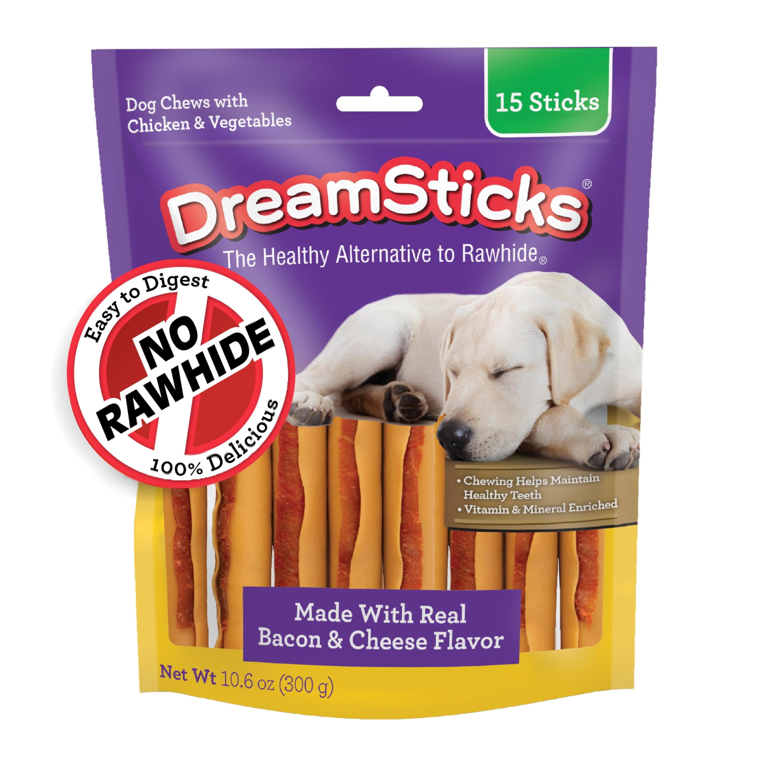 DreamBone DreamSticks with Real Bacon and Cheese, Dog Treats, 15 Count ...