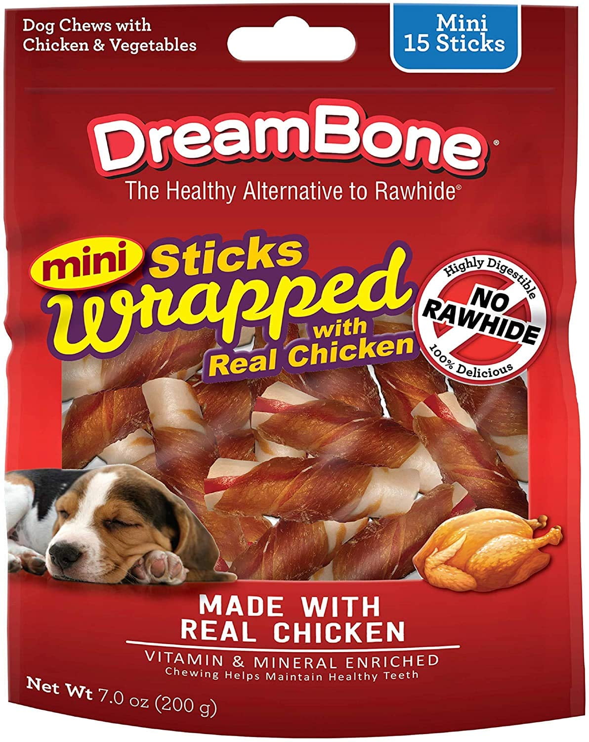 DreamBone Mini Sticks Wrapped SAF21 With Real Chicken, Rawhide Free Dog ...
