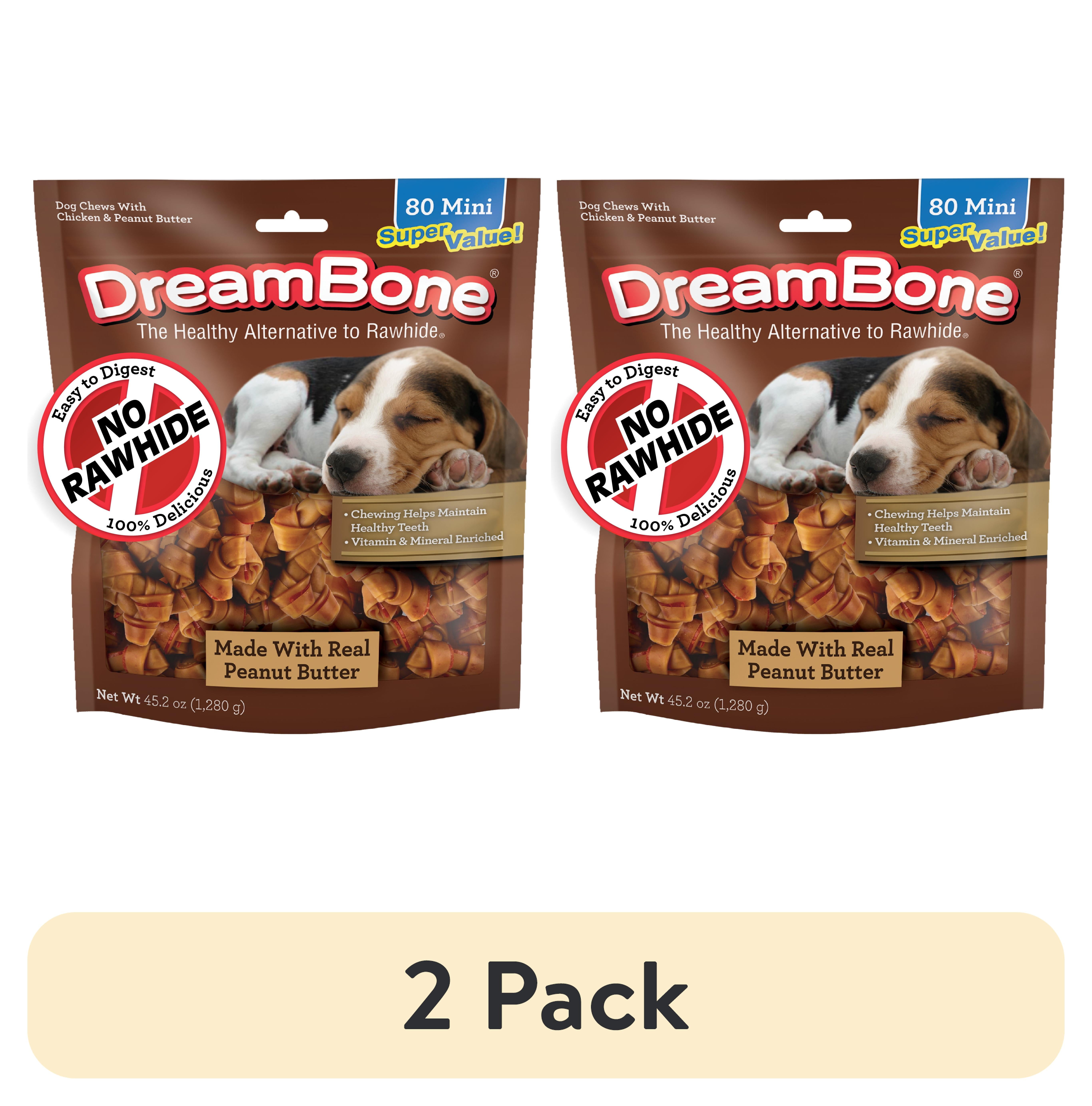(2 pack) DreamBone Peanut Butter Flavored Rawhide-Free Dog Chews, Mini ...