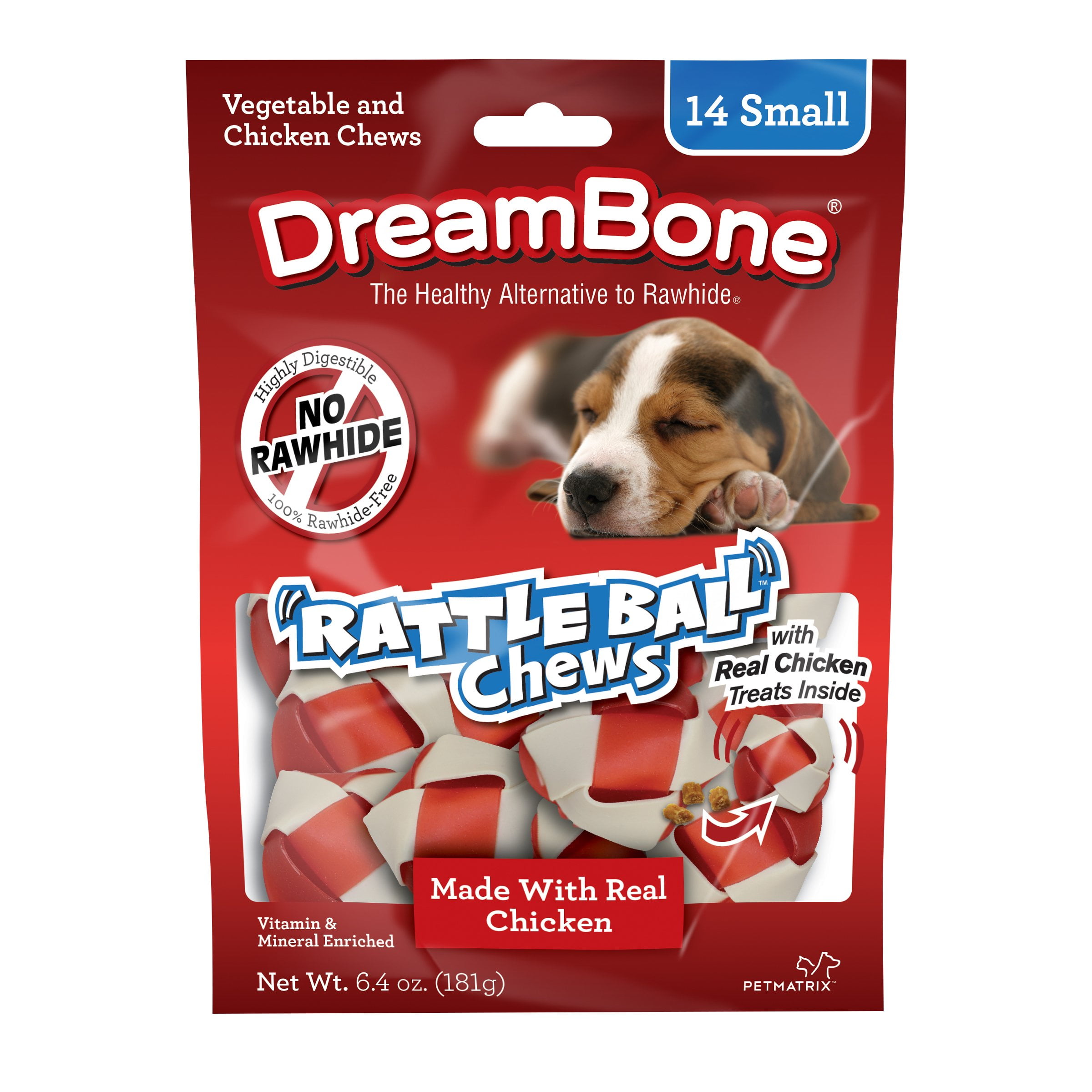 DreamBone RattleBall Small Chews TSF6 14 Count, Rawhide-Free Chews For ...