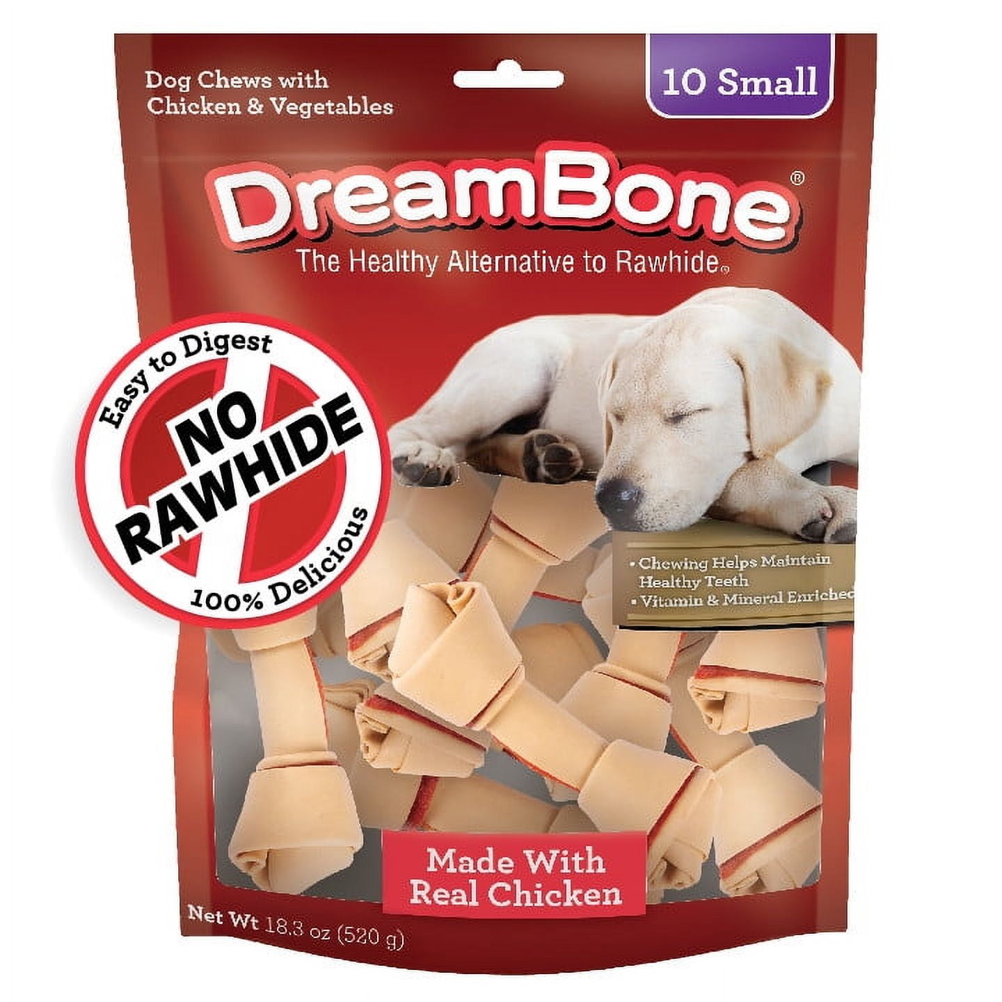 DreamBone Small Chews with Real Chicken, 10 Count for Dogs - Walmart.com
