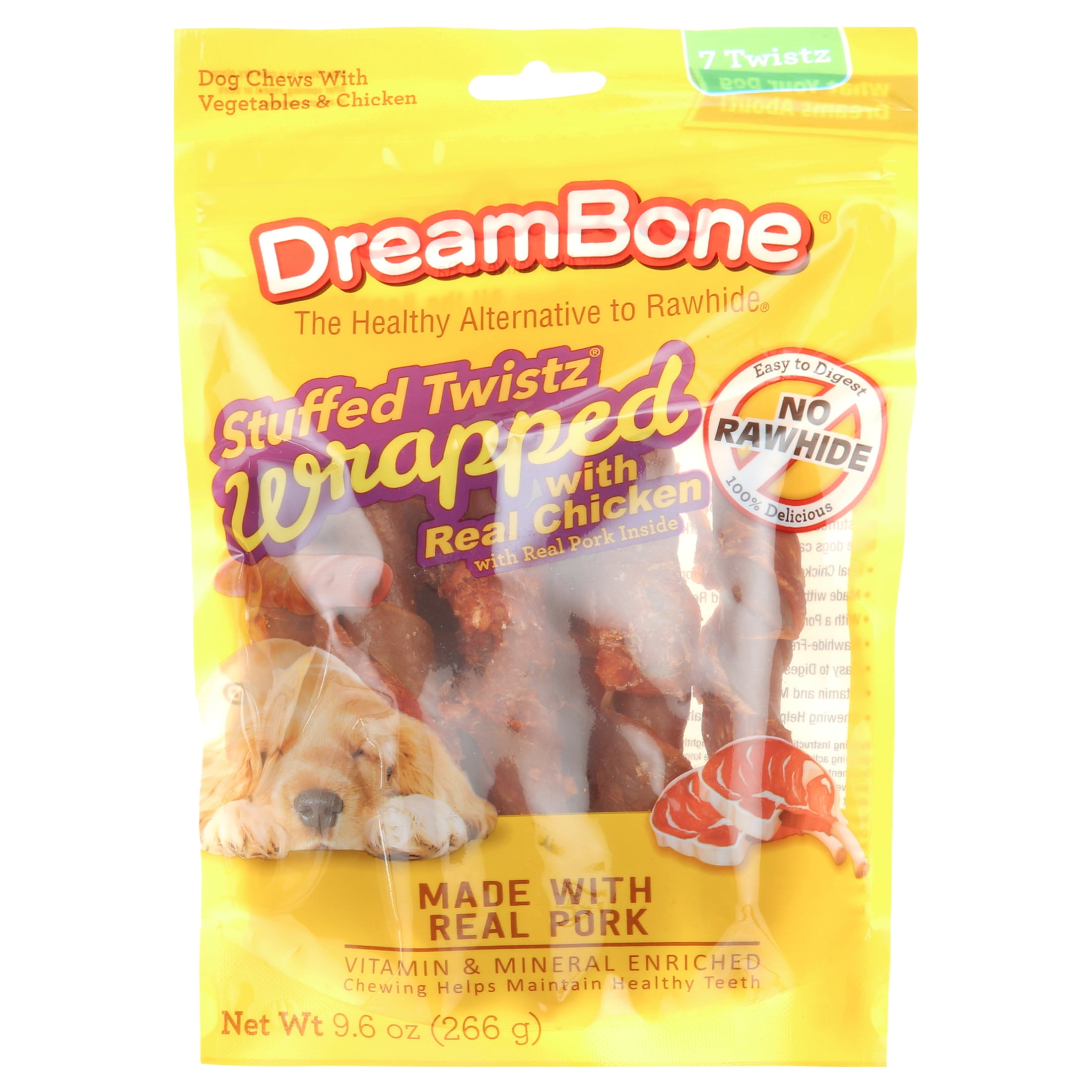 DreamBone Stuffed Twists Rawhide-Free Dog Chews with Real Pork Wrapped ...