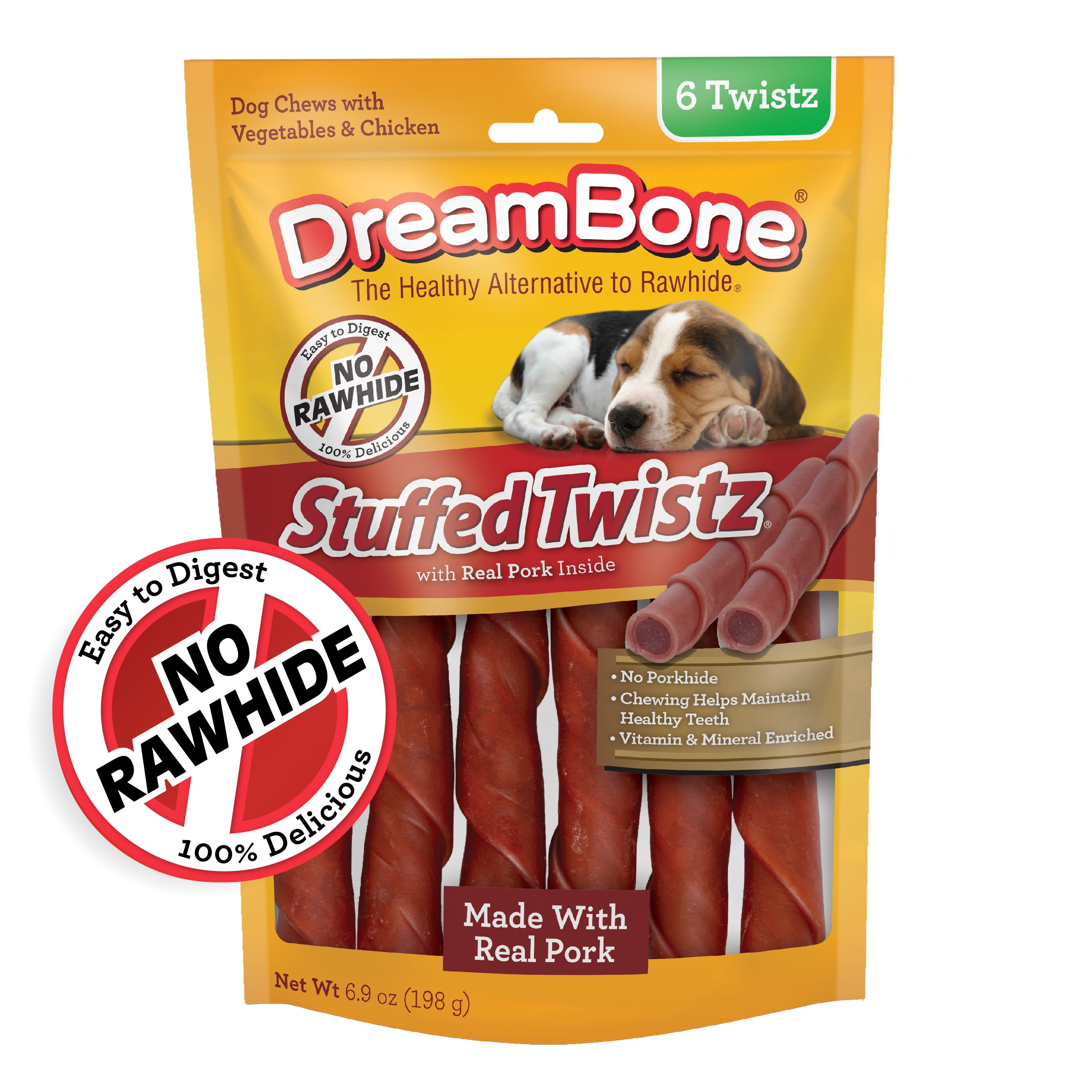 DreamBone Stuffed Twistz with Real Pork Inside Chews for Dogs, 6 Count ...
