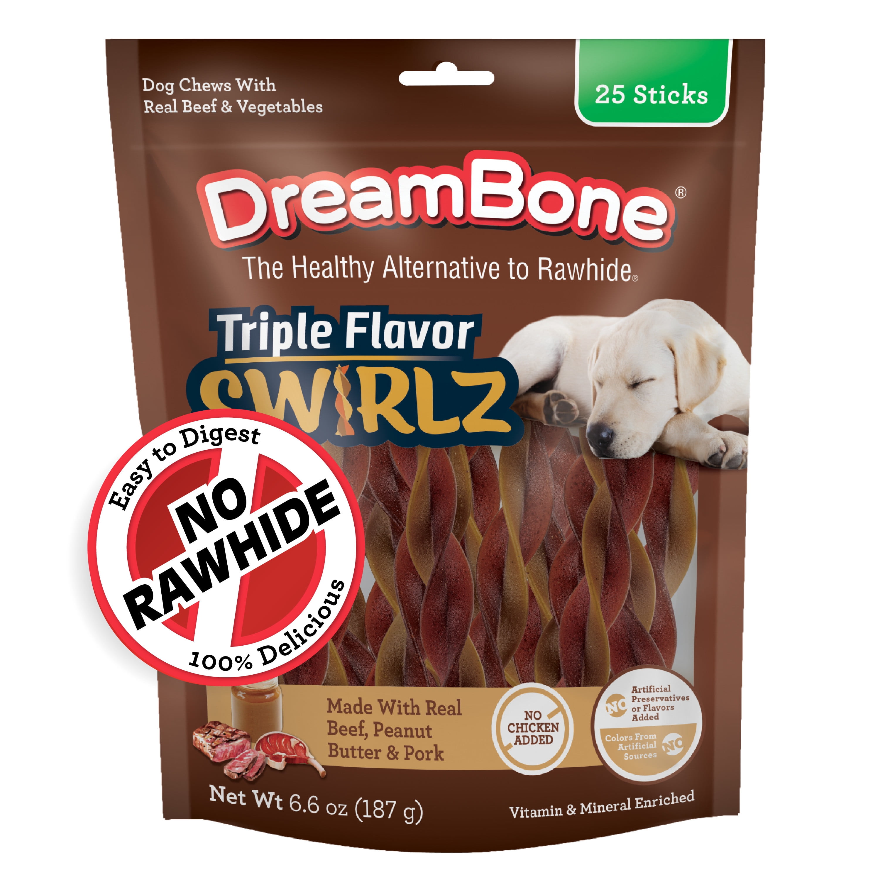 DreamBone Triple Flavor Swirlz with No Chicken Added, Rawhide-Free Dog ...