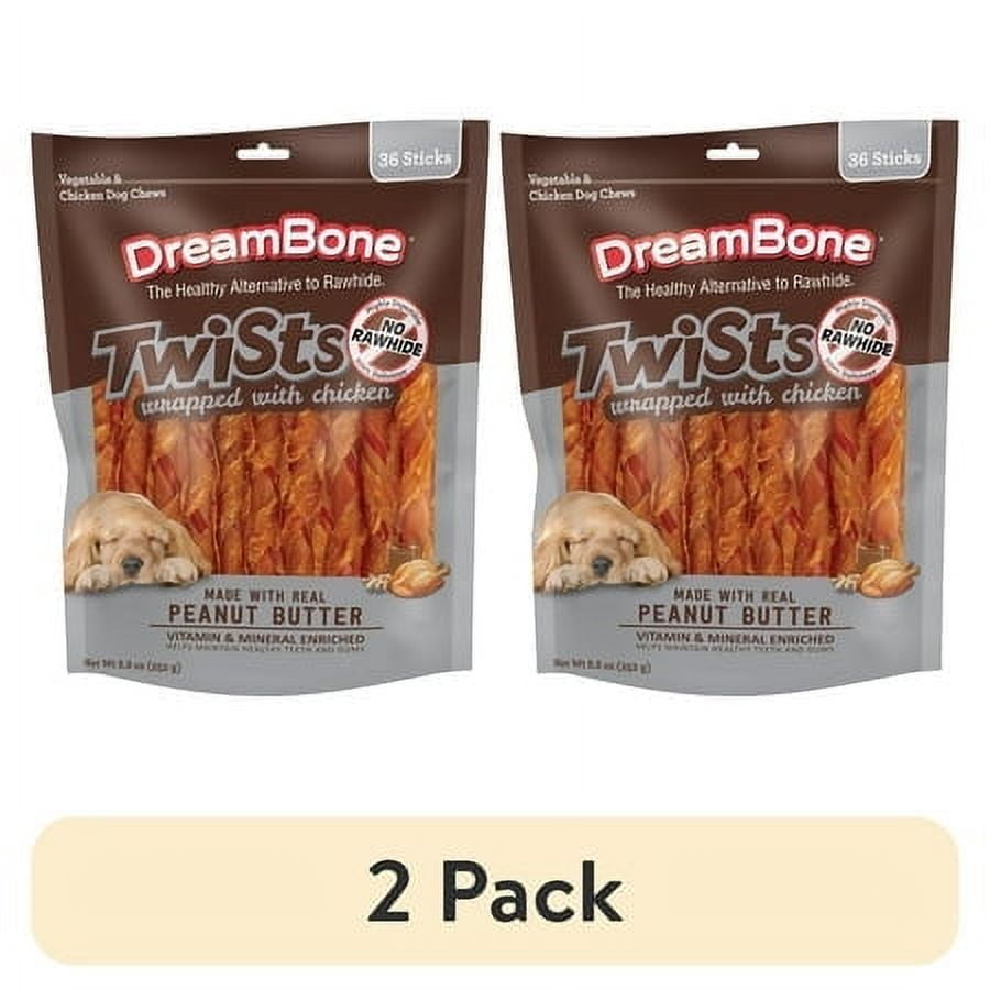 (2 pack) DreamBone Twists Wrapped With Chicken, Made With Real Peanut ...