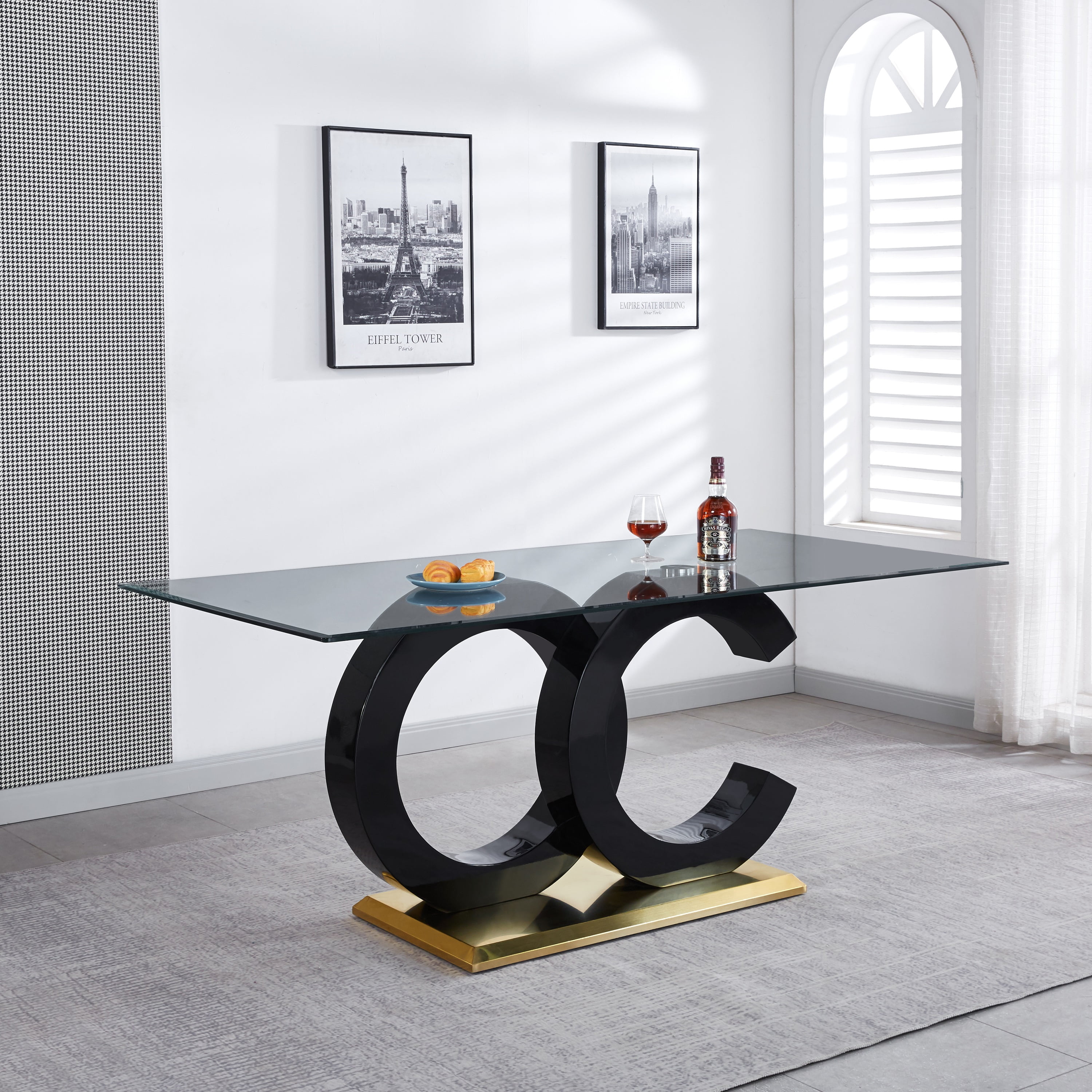 DreamBuck Dining Table, Rectangle Kitchen Dinner Table with Clear 0.39 ...