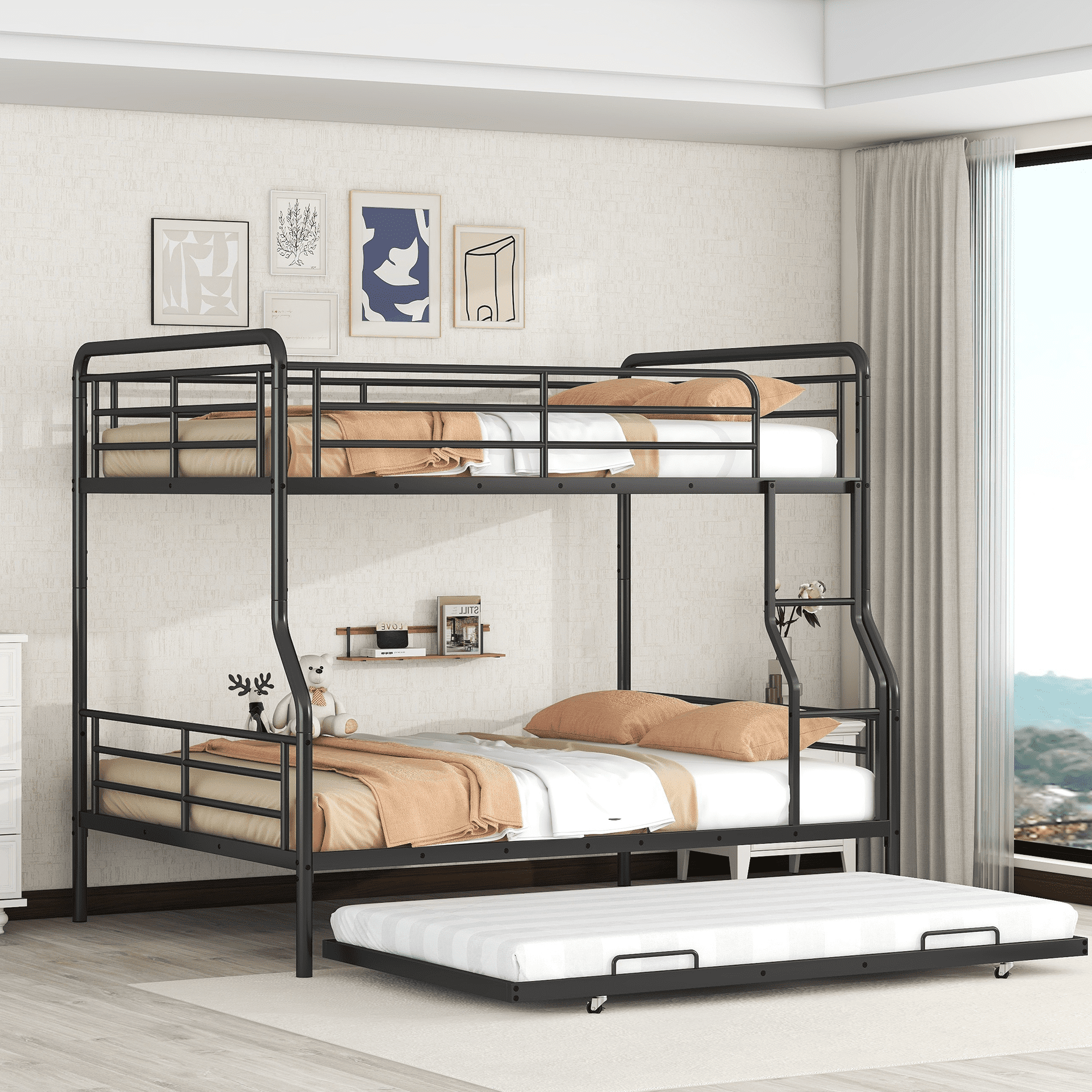 Full Over Queen Bunk Bed With Trundle