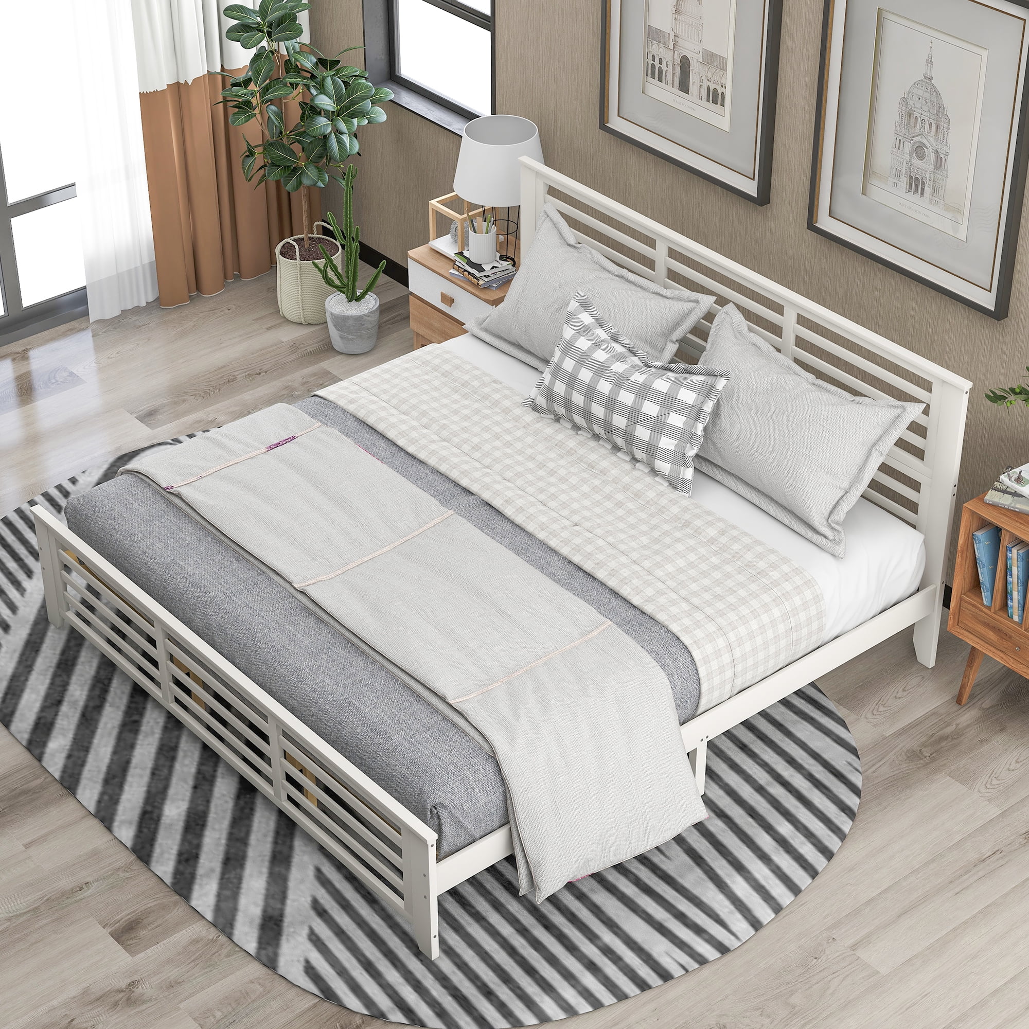 DreamBuck King Platform Bed Frame, Wood Platform Bed with Headboard and ...