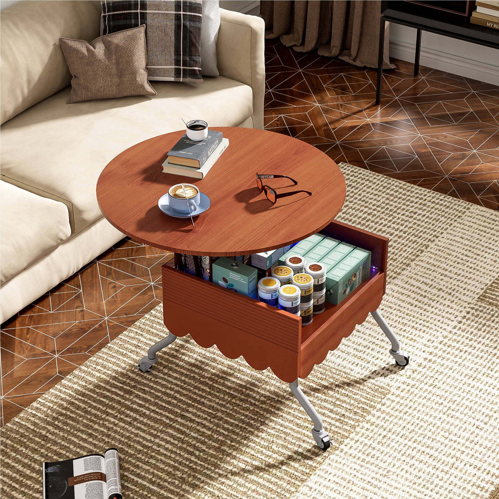 DreamBuck Lift-Top Coffee Table with Storage, 27.6-Inch Round Coffee ...