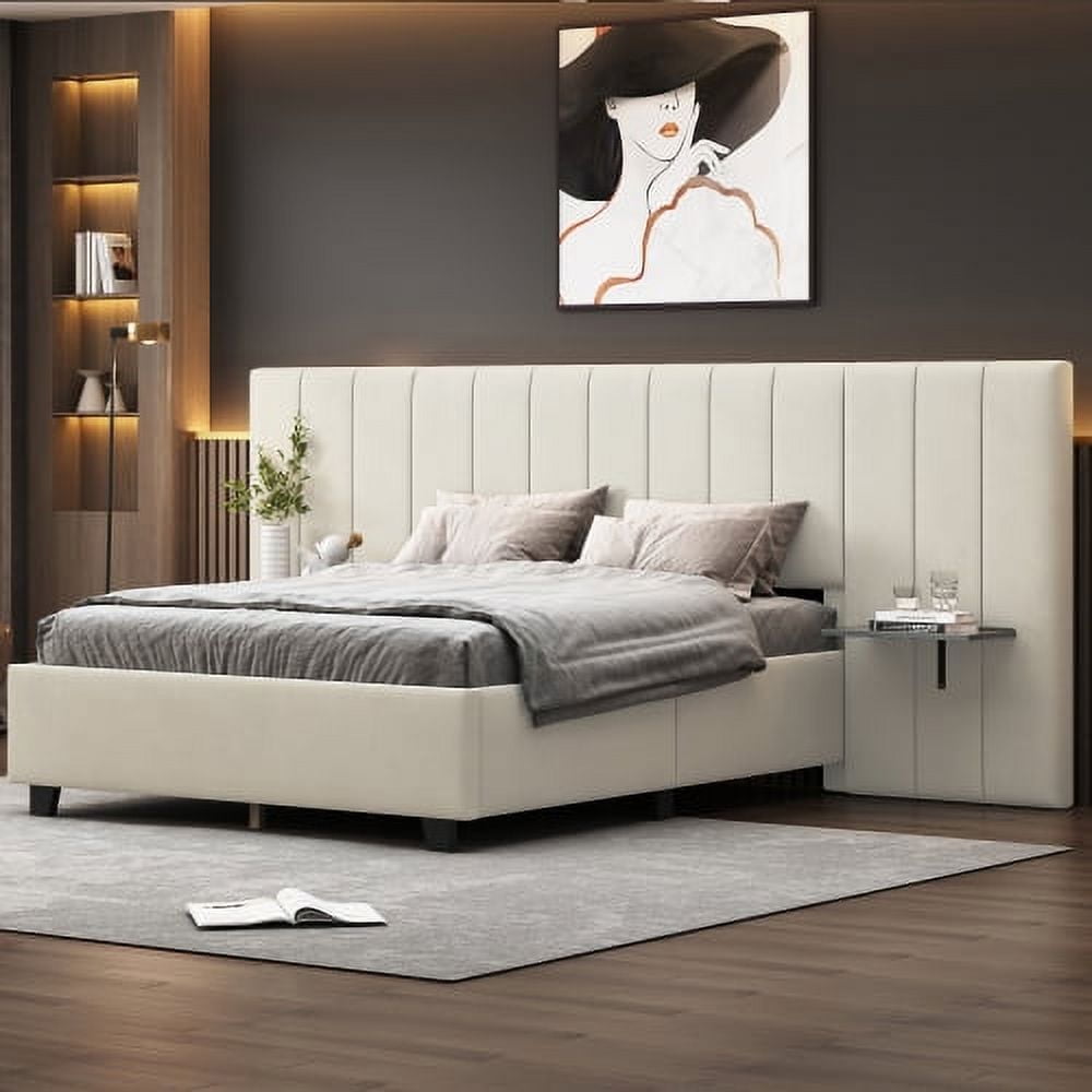 DreamBuck Platform Bed, Full Size Platform Bed with Oversized Wingback ...