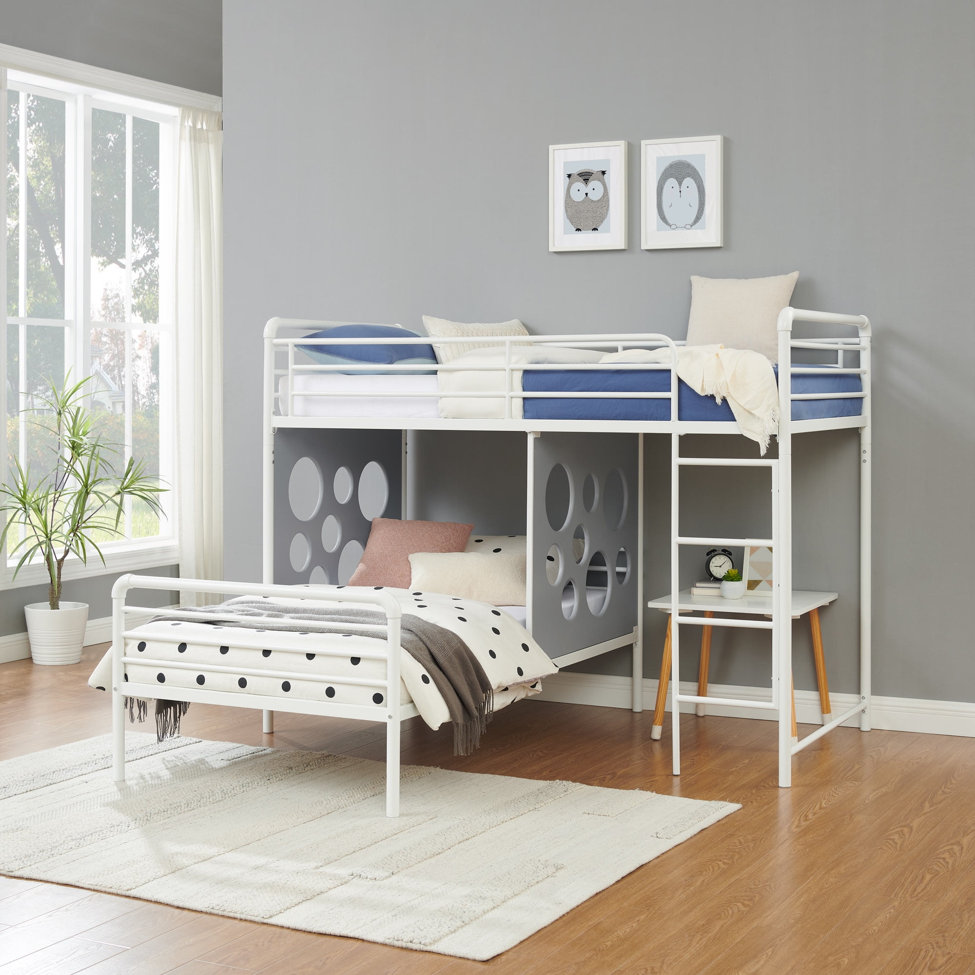 DreamBuck Twin over Twin Bunk Bed, 60" L-Shape Metal Bunk Bed with Cut ...