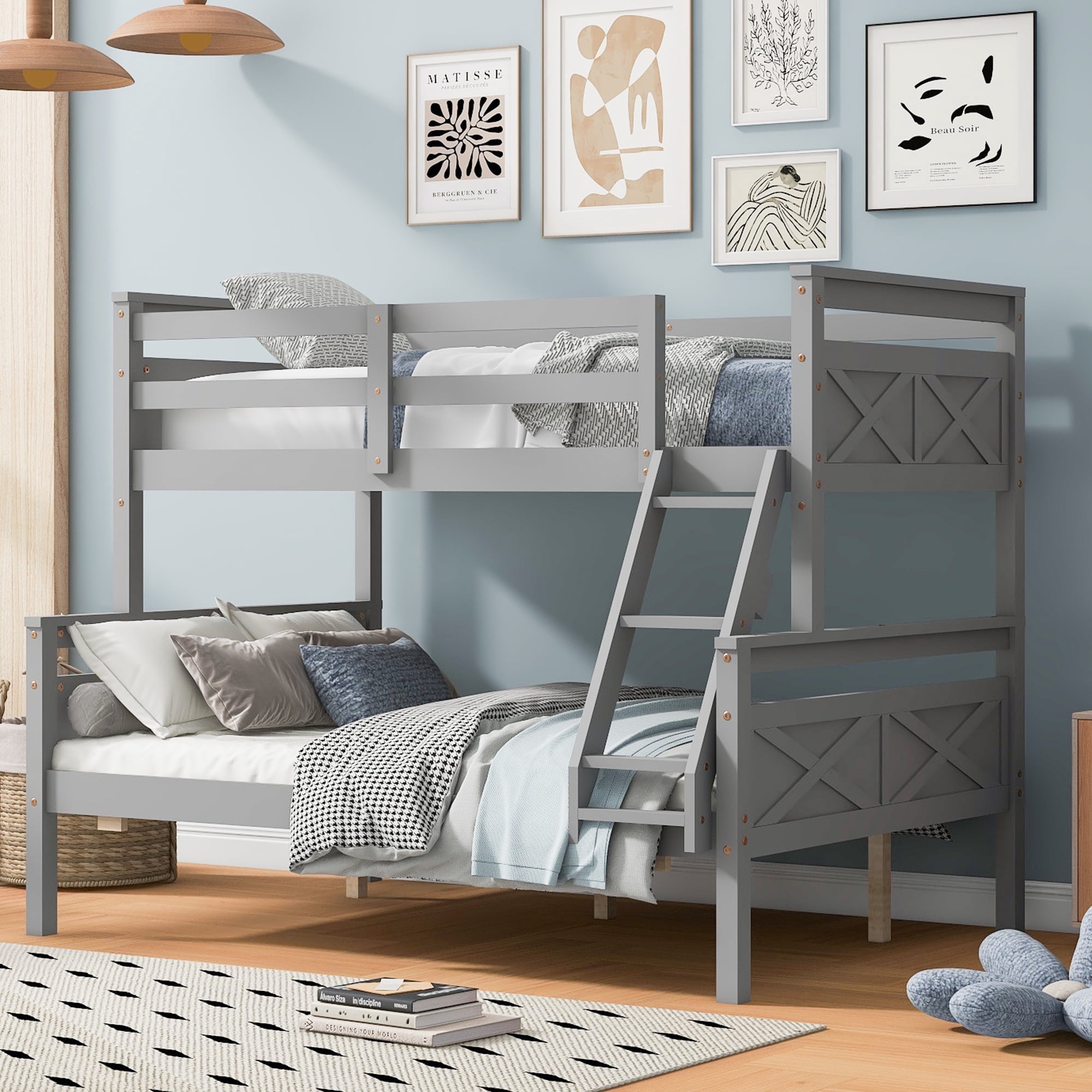 DreamBuck Twin over Full Bunk Bed with ladder, Safety Guardrail ...