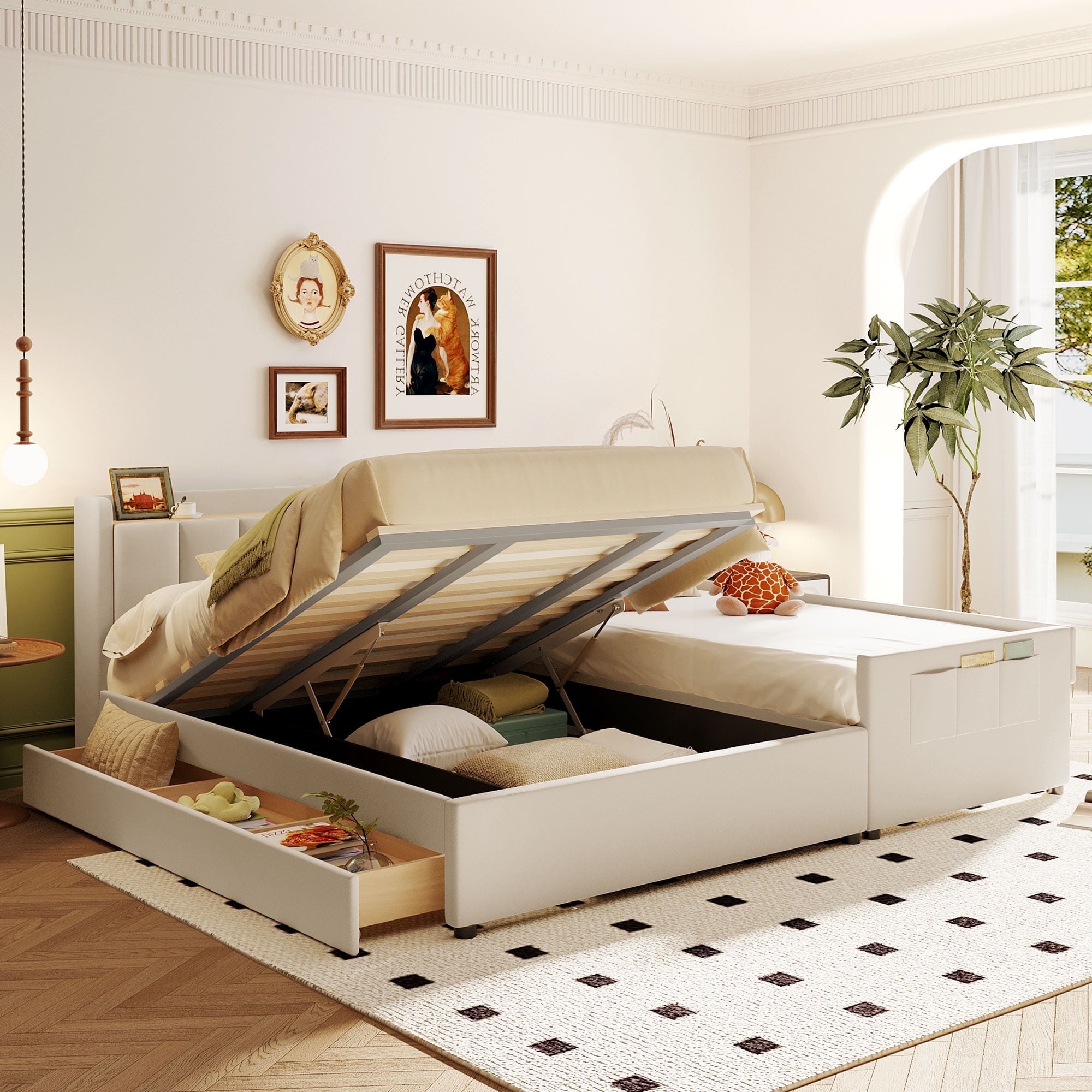 DreamBuck Upholstered Platform Bed, Bed with Hydraulic Storage System ...