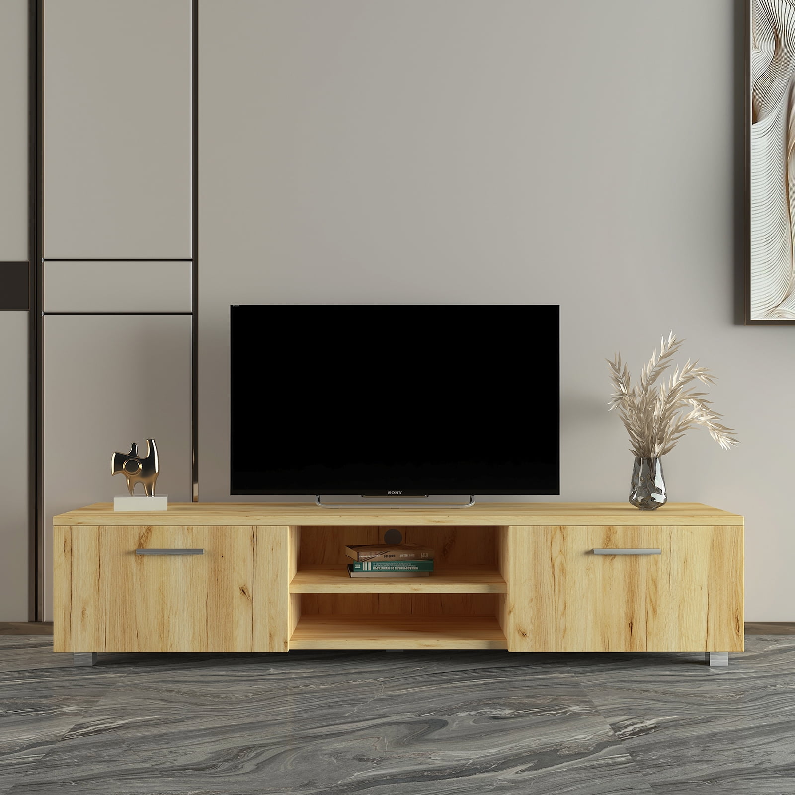 DreamBuck Wood TV Stand for TVs up to 70", TV Console Table with 2 ...