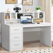 HomCom Farmhouse-Style Home Office Computer Desk with Desktop Storage ...