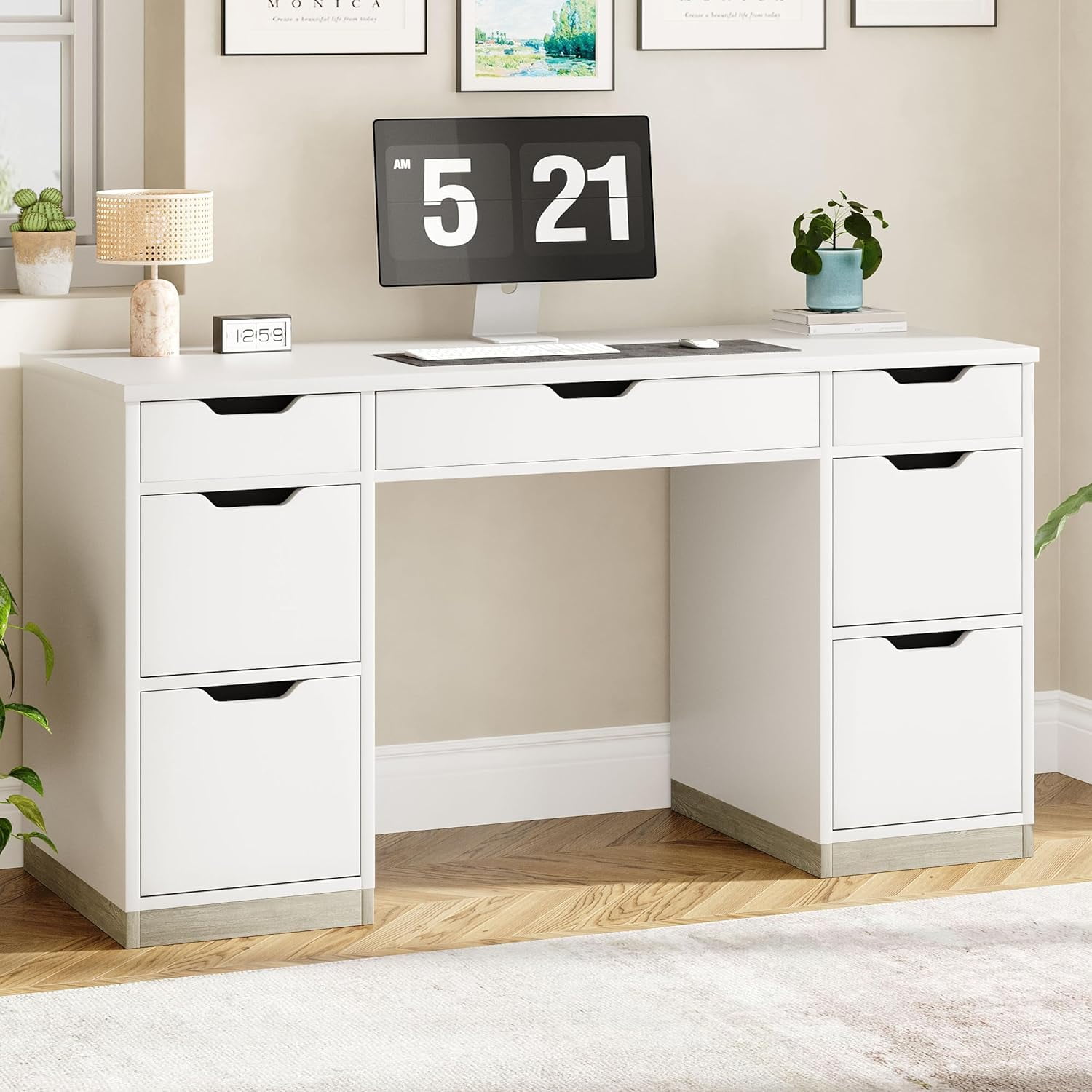 DreamCurship 54" Executive Desk with Storage, Computer Desk with 7 ...