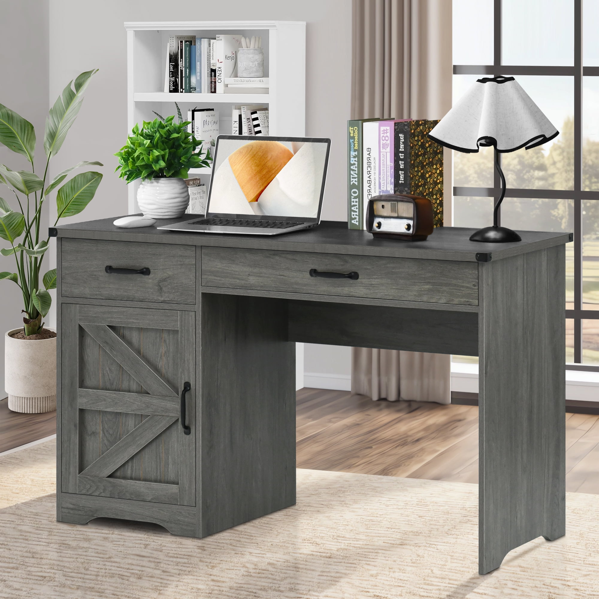 DreamCurship Desk with Drawers, Computer Desk with Storage Cabinet ...
