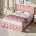 DreamCurship Full Size Bed Frame, Pink Bed Frame with Headboard and ...
