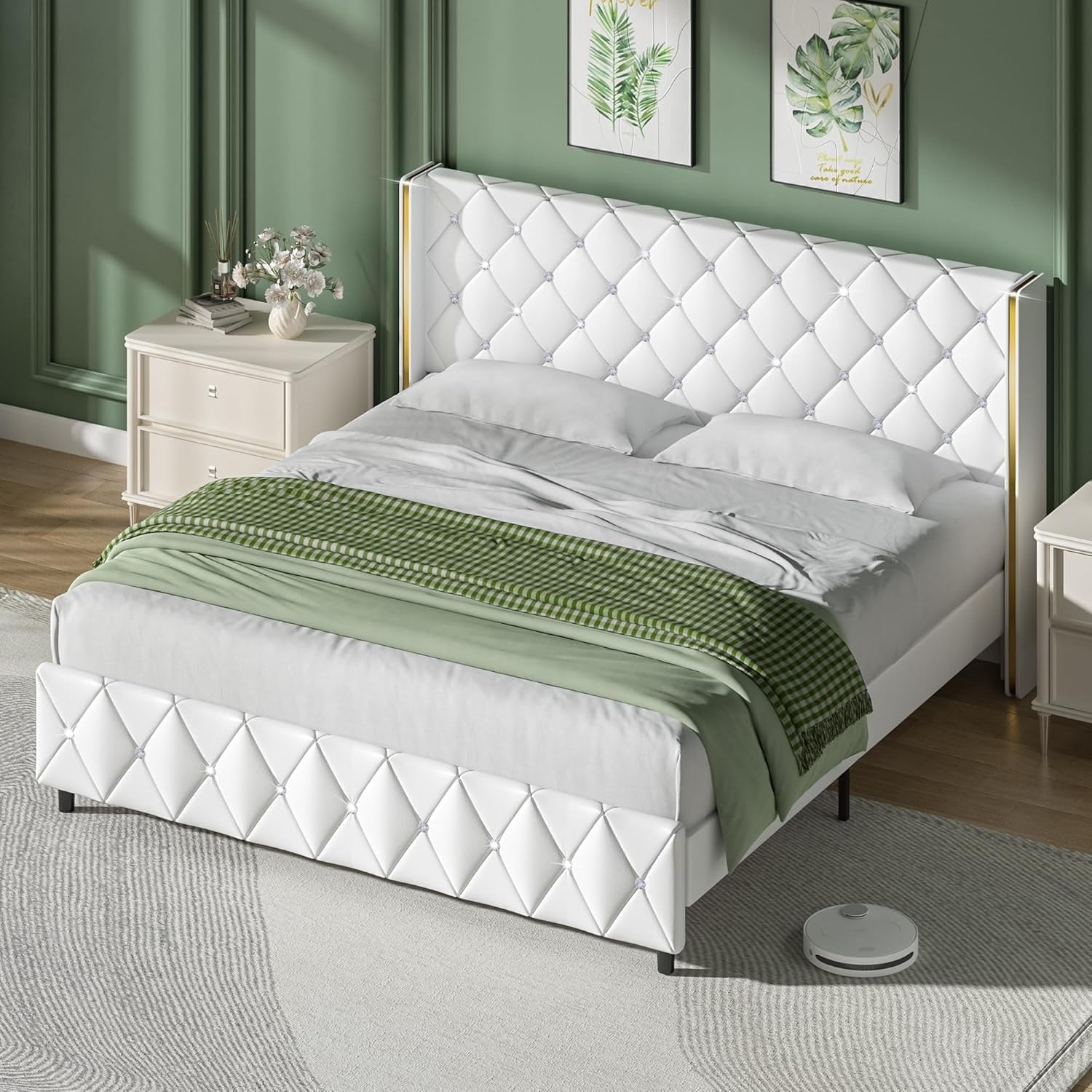 DreamCurship King Size Bed Frame, King Bed Frame with Headboard and ...