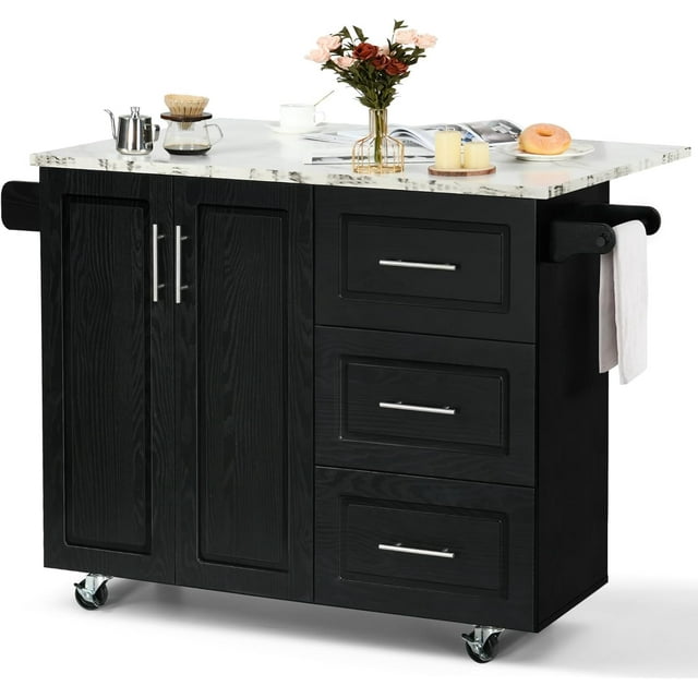 DreamCurship Kitchen Island on Wheels, Drop Leaf Kitchen Island Cart ...