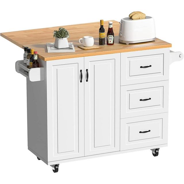 DreamCurship Kitchen Island on Wheels, Drop Leaf Kitchen Island Cart ...