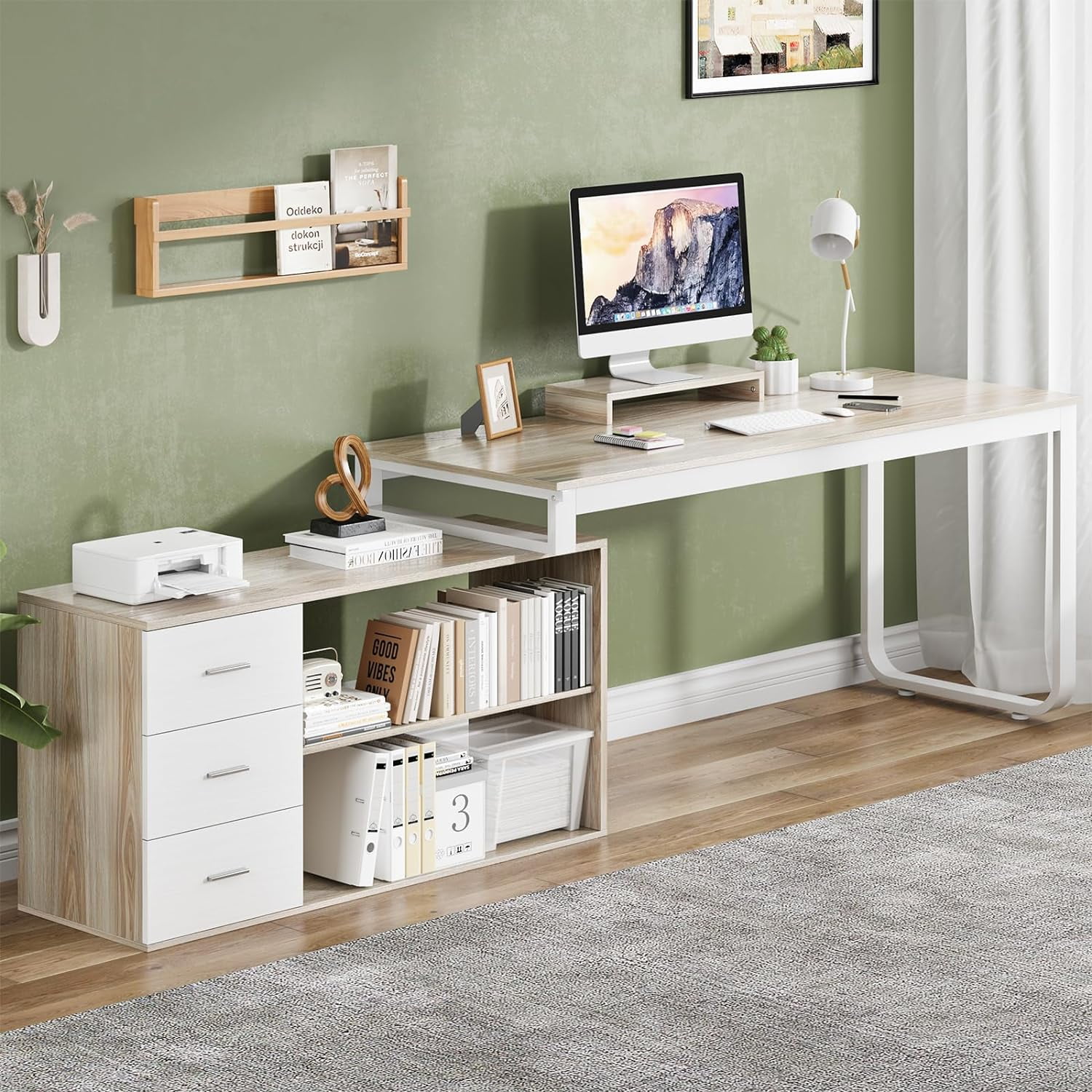 DreamCurship L Shaped Computer Desk with Drawers, 55" Corner Computer ...