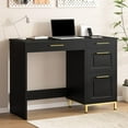 DreamCurship Small Computer Desk with Drawers, Black Desk with Storage ...