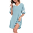 DreamFish Women's V Neck Nightgown, Short Sleeve Sleepshirt, Casual ...