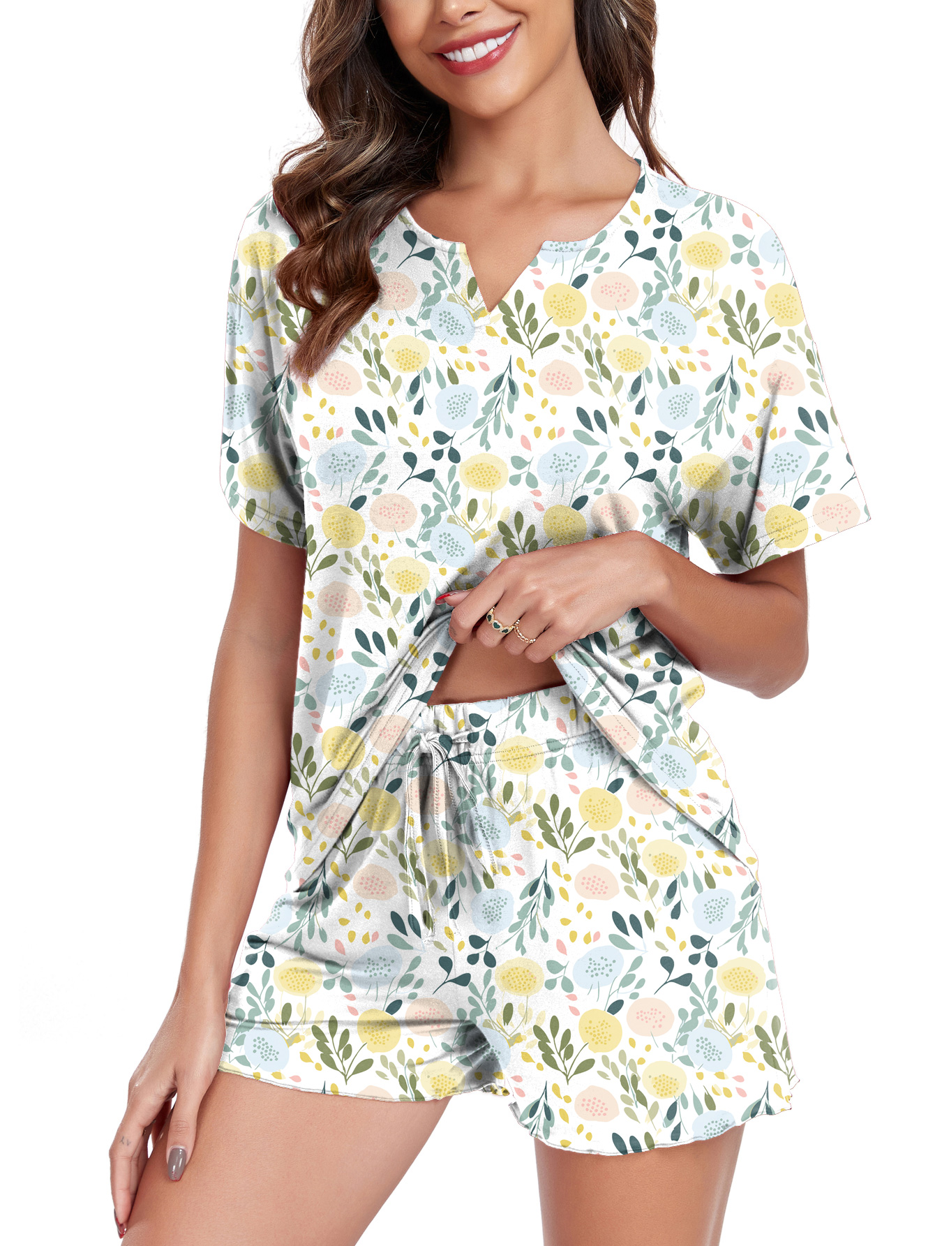 DreamFish Womens Pajama Sets 2 Piece Summer Ladies Short Sleeve Lounge ...